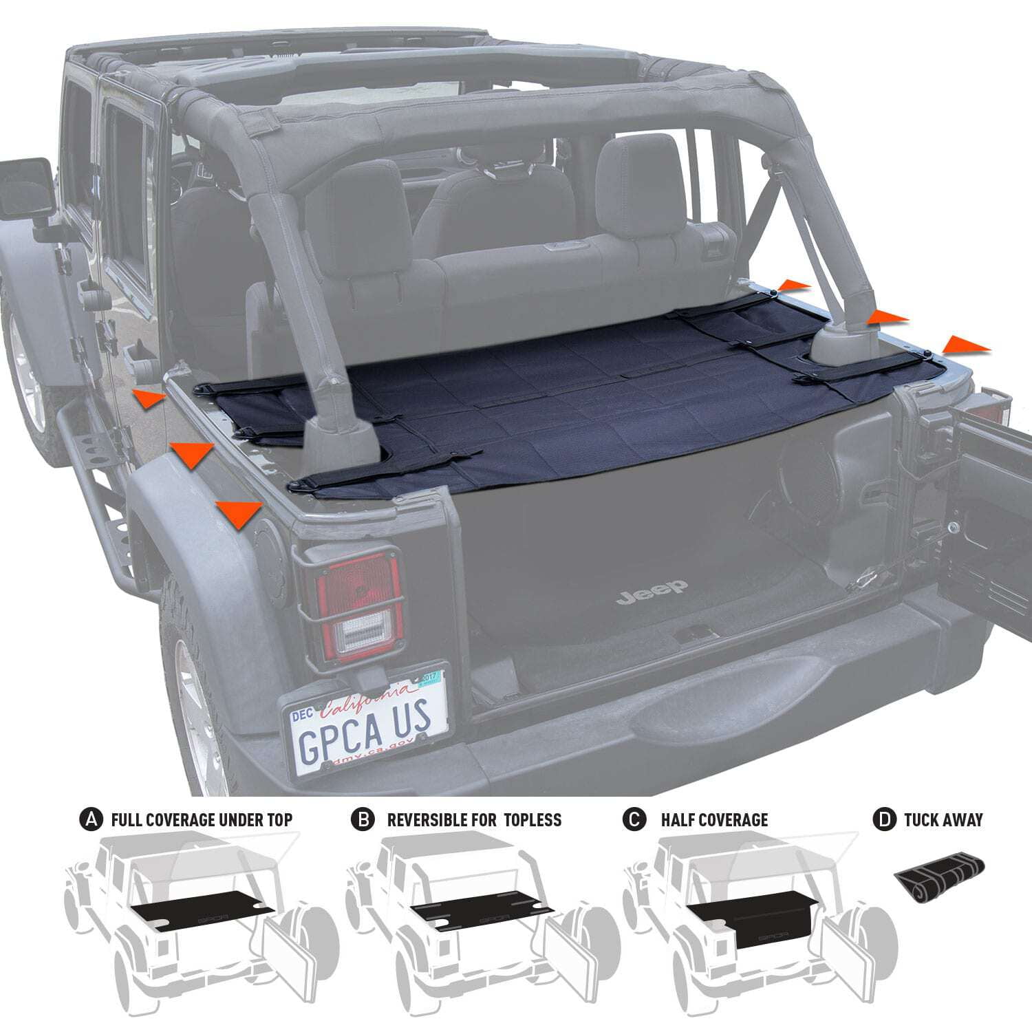 GPCA JK 4DR Cargo Cover PRO - Walmart.com