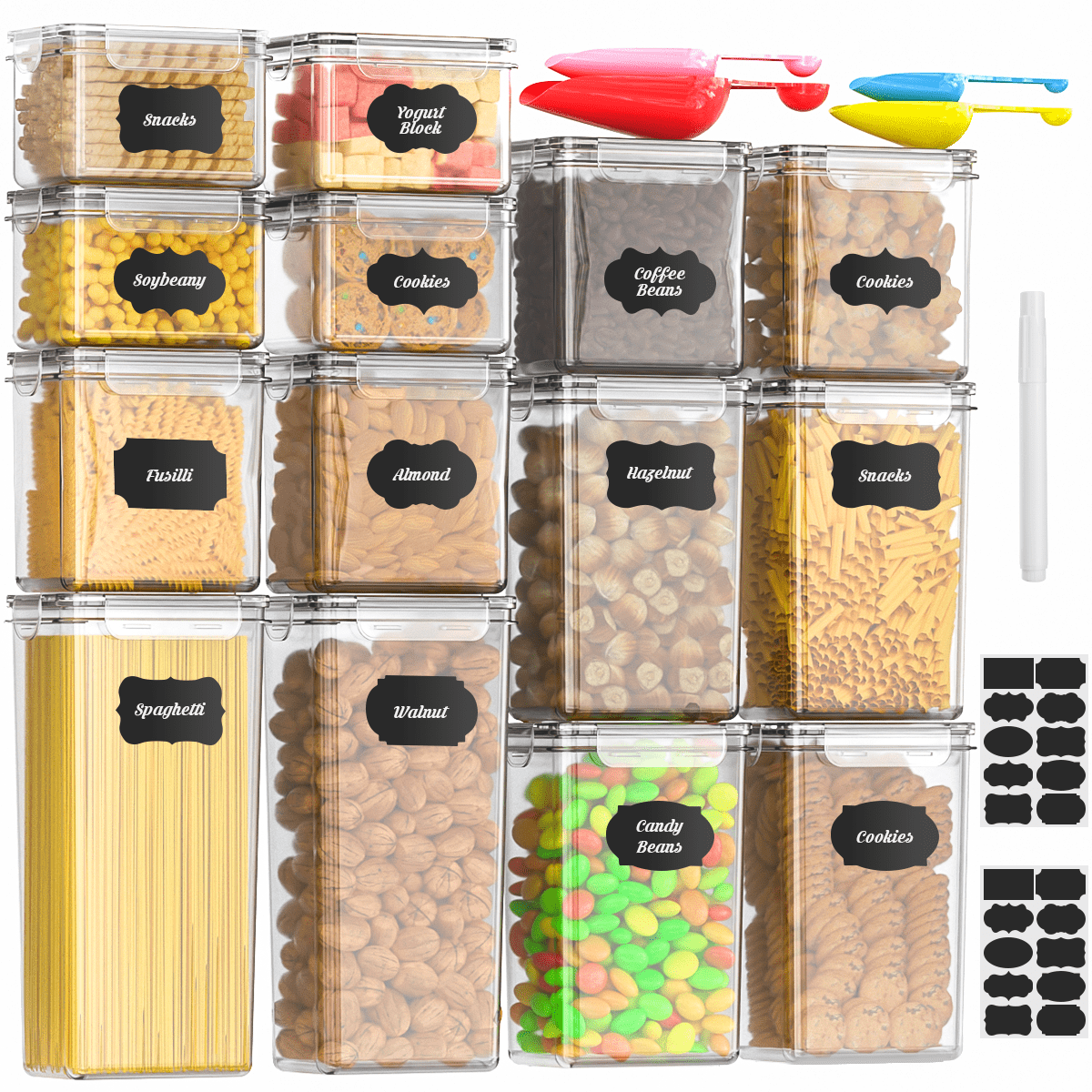 GPED 14 Pack Airtight Food Storage Containers Set with Lids, BPA Free ...