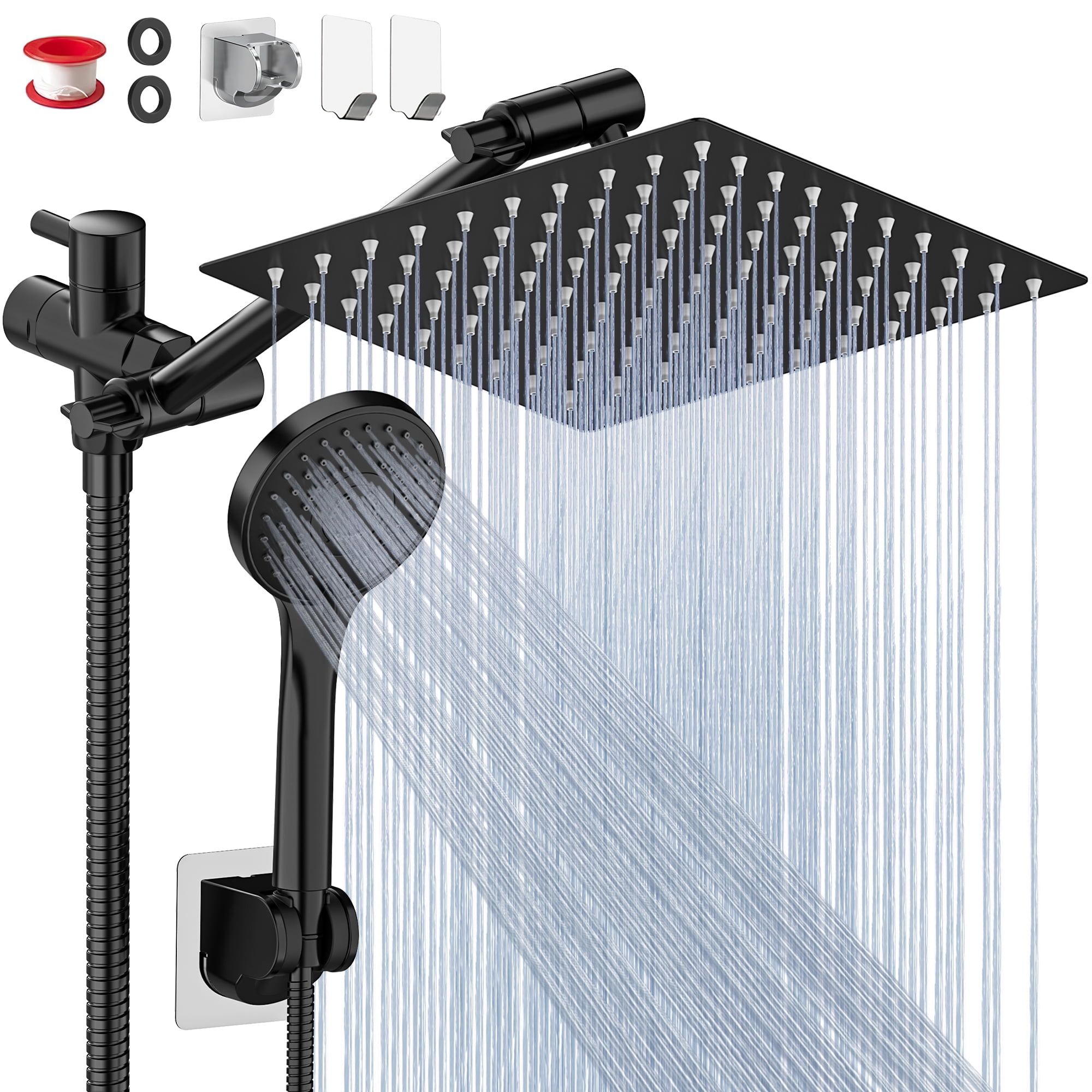 GPED Dual Shower Head Combo, 10” High Pressure Rainfall with 11 ...