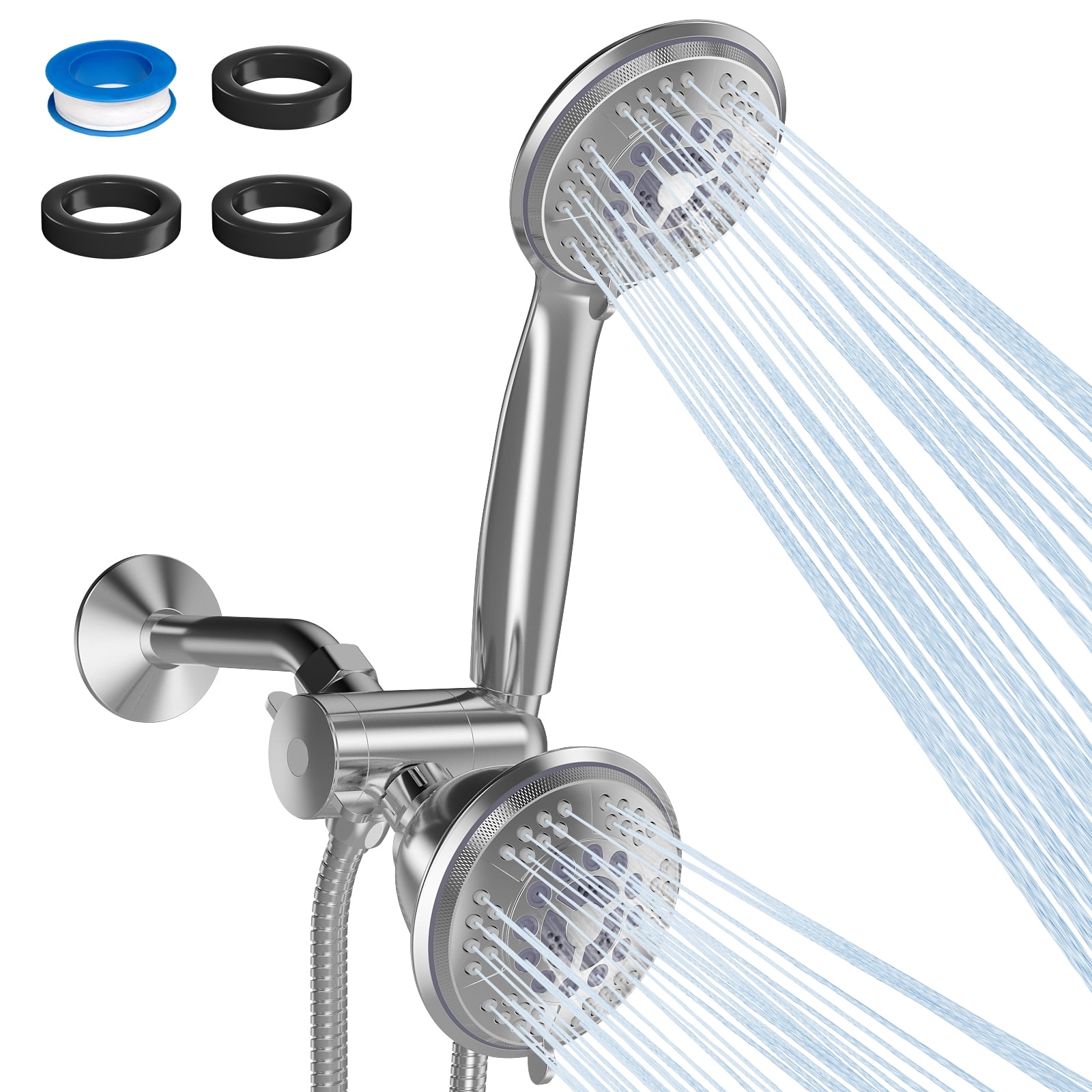 GPED Dual Shower Head Combo, Premium High Pressure 3-Way Rainfall ...