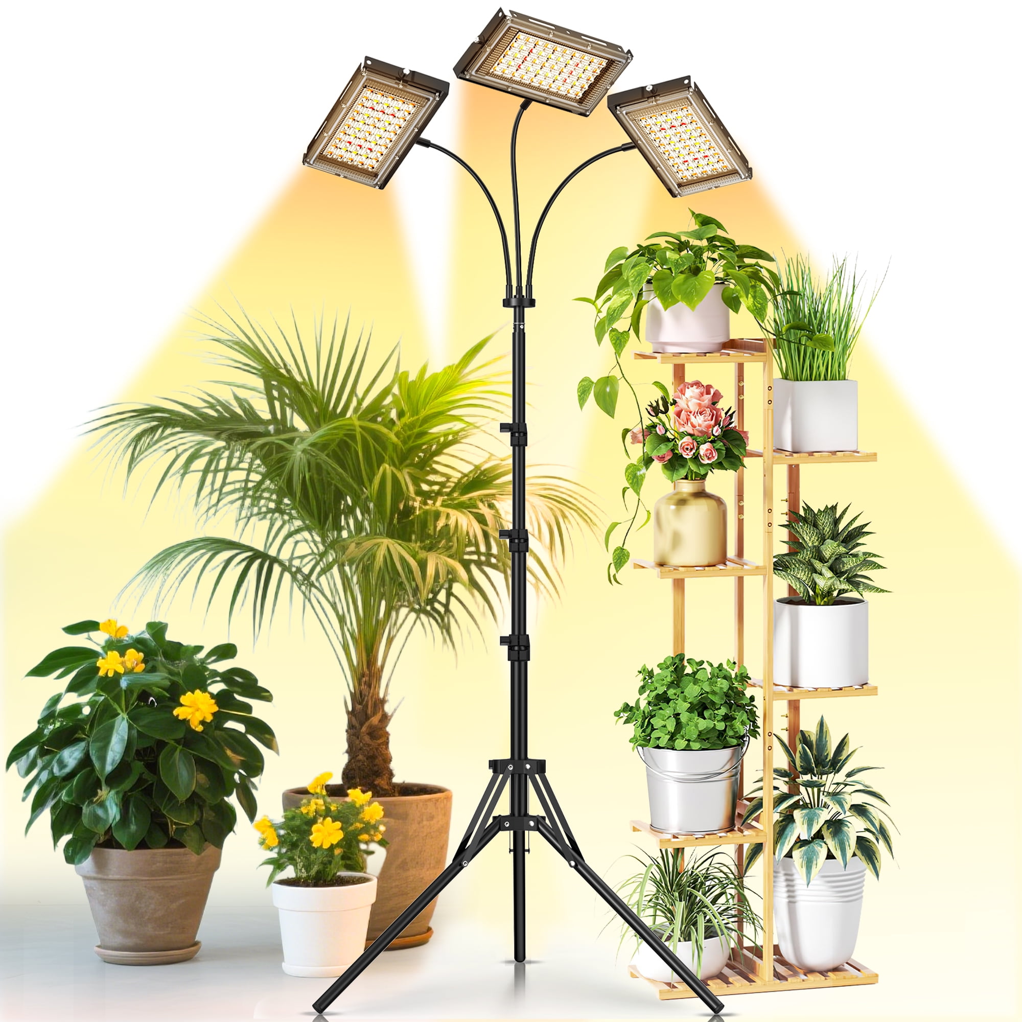 GPED Grow Light with Stand, Tri-Head LED Plant Light for Indoor Plants ...
