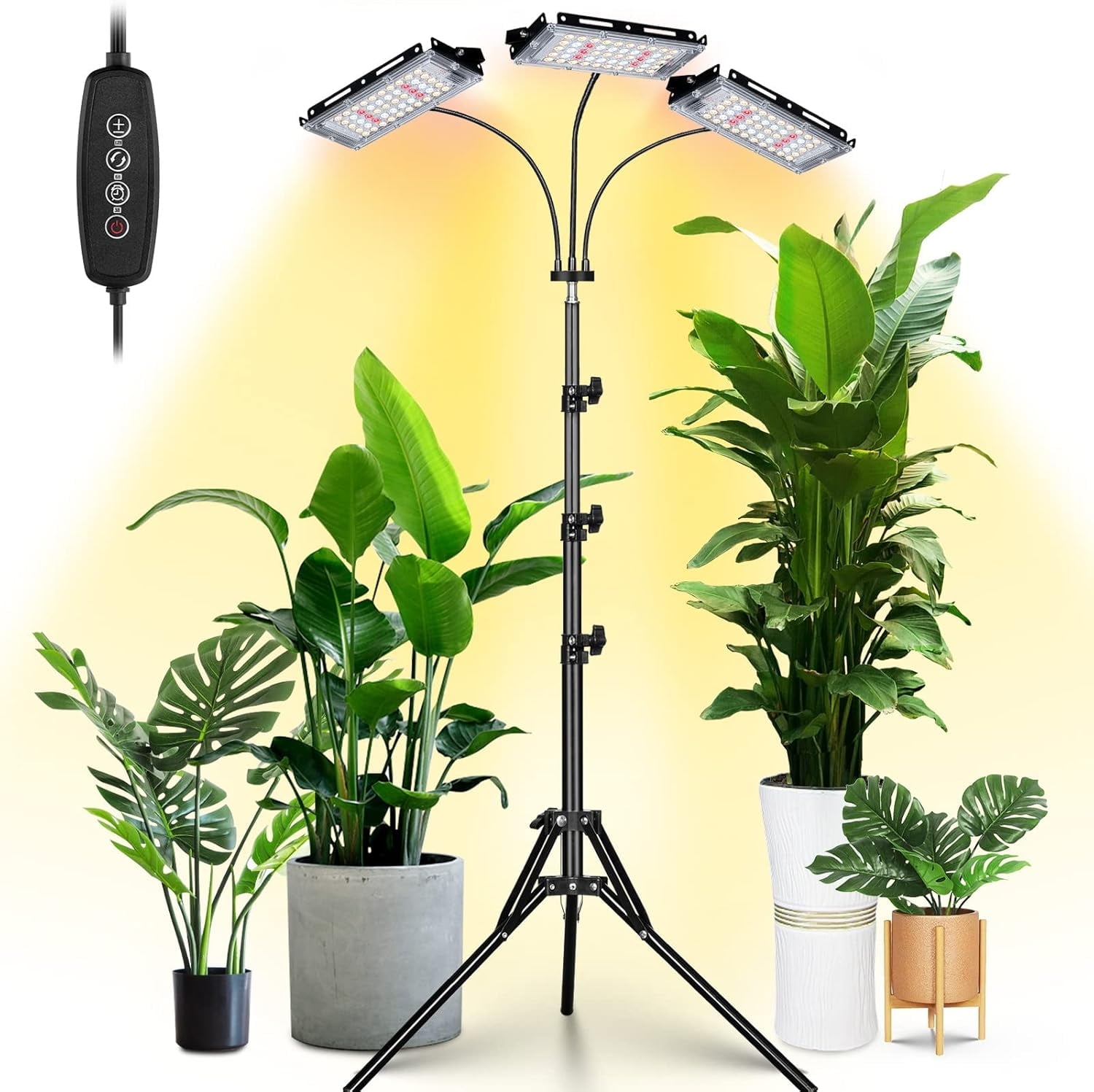 GPED Grow Light with Stand, Tri-Head LED Plant Light for Indoor Plants, Full Spectrum LED Plant ...