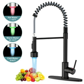 GPED Kitchen Faucet with Pull Down Sprayer, LED Light 3 Modes, SUS304 ...