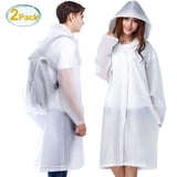 GPED Reusable EVA Rain Ponchos for Adults, 2 Pcs Raincoats with ...