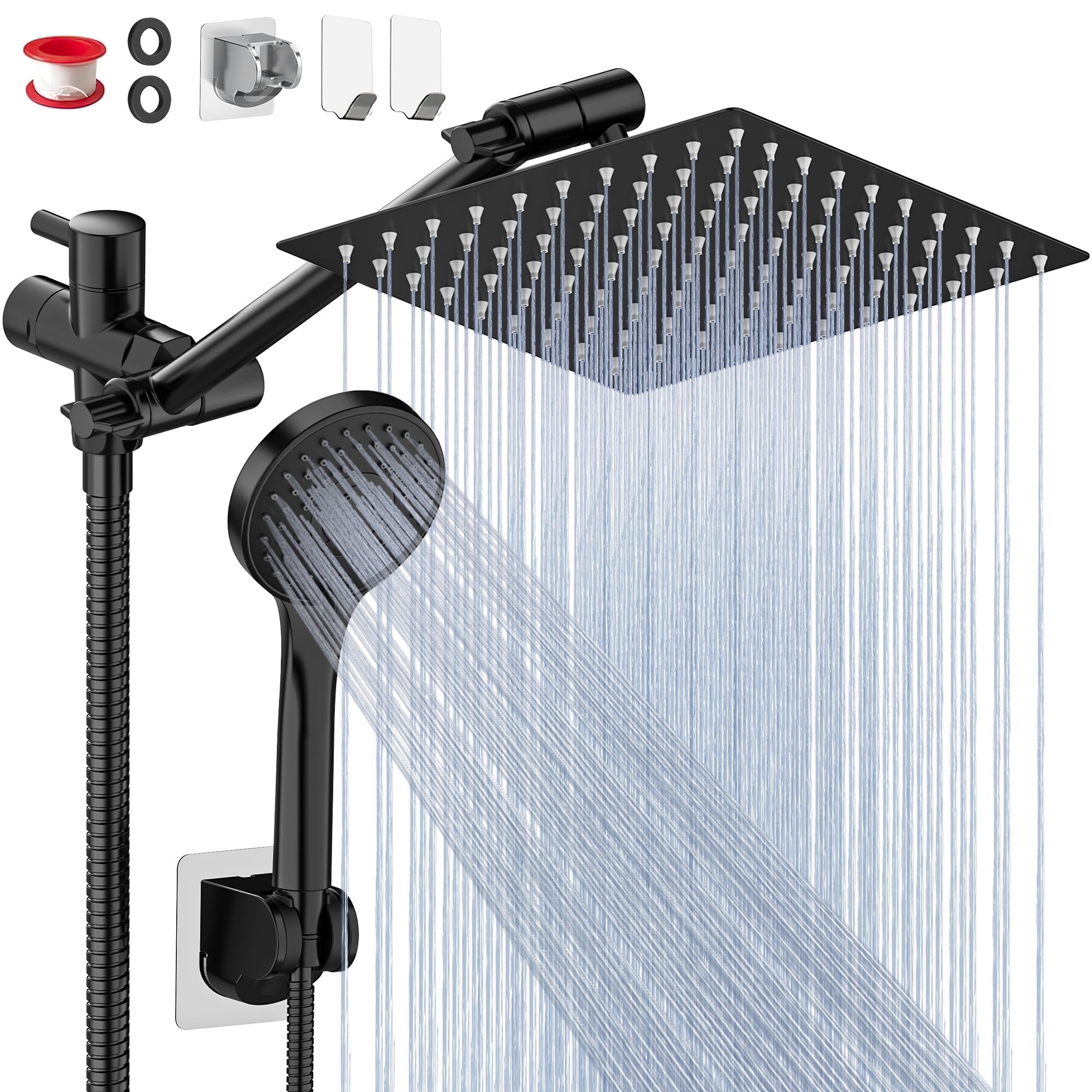 GPED Shower Head, 8” High Pressure Rainfall/Handheld Shower Combo with ...