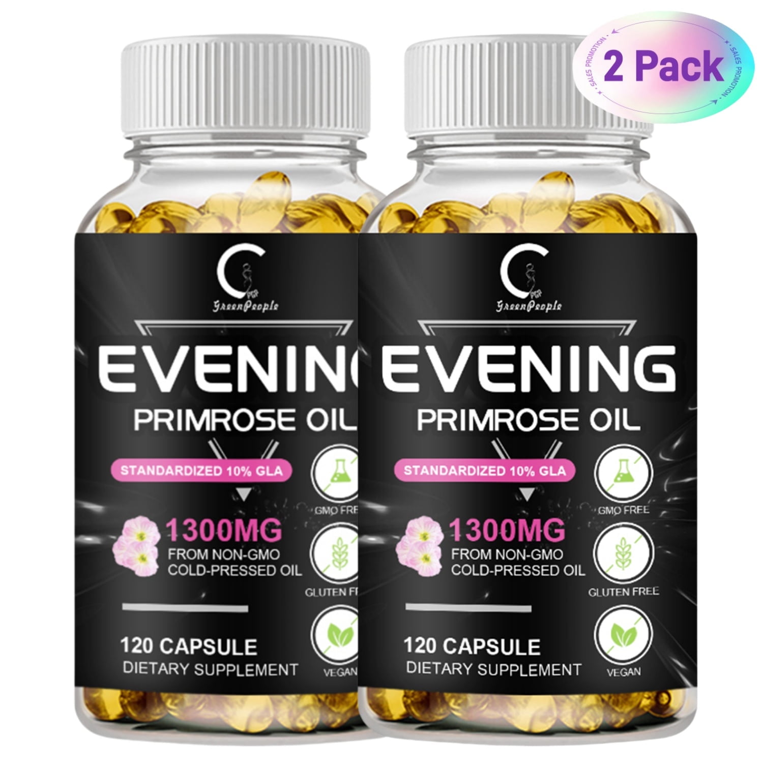 GPGP GreenPeople Evening Primrose Oil Supplements (1300mg) with ...