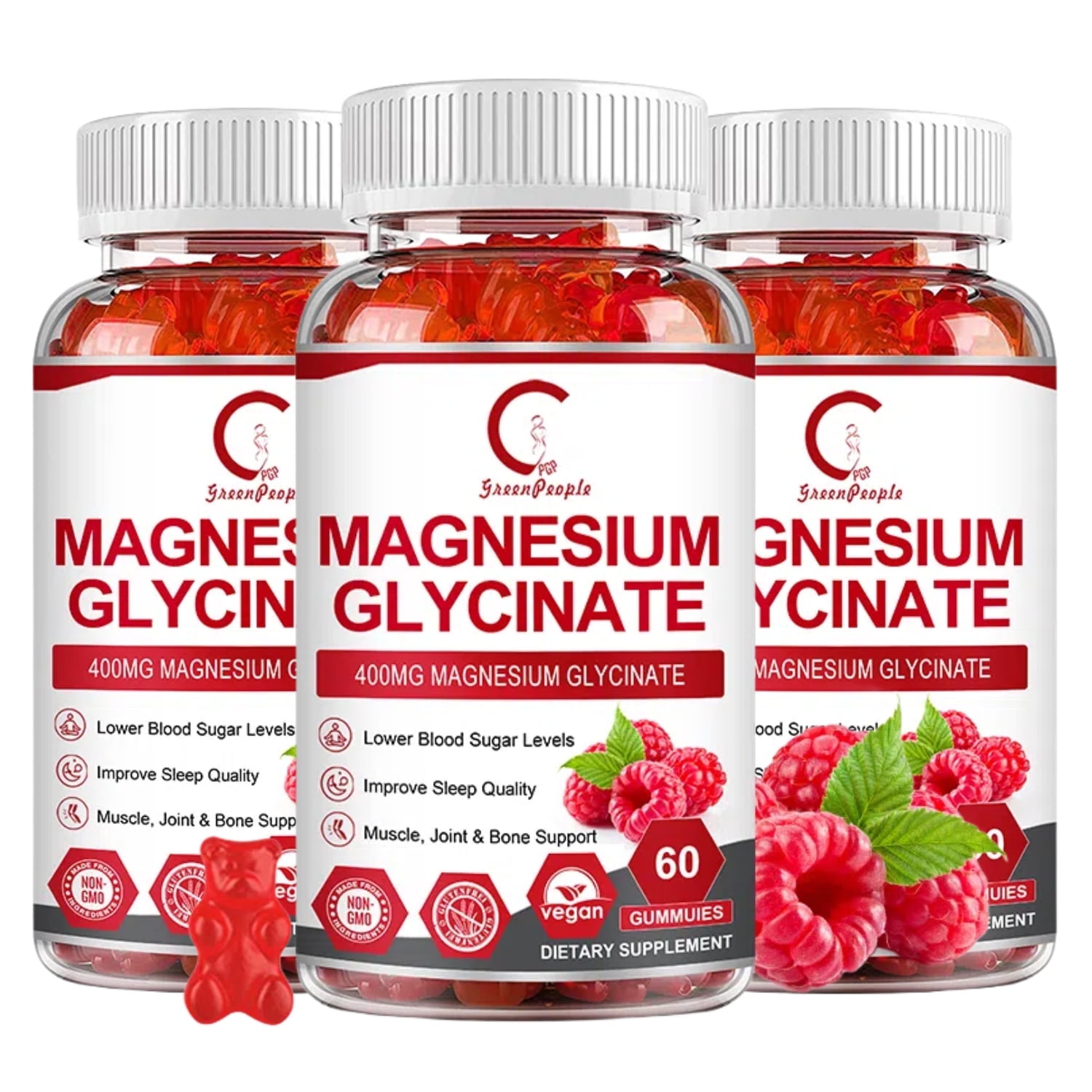 GPGP Magnesium Glycinate Gummies 400mg - Magnesium Supplement with ...