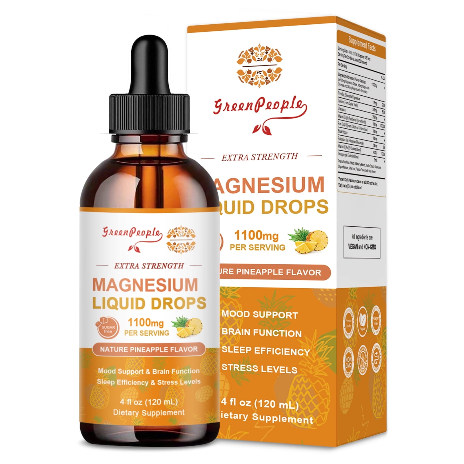GPGP Magnesium Liquid Drops,Triple Magnesium Complex 1100mg,Supports ...