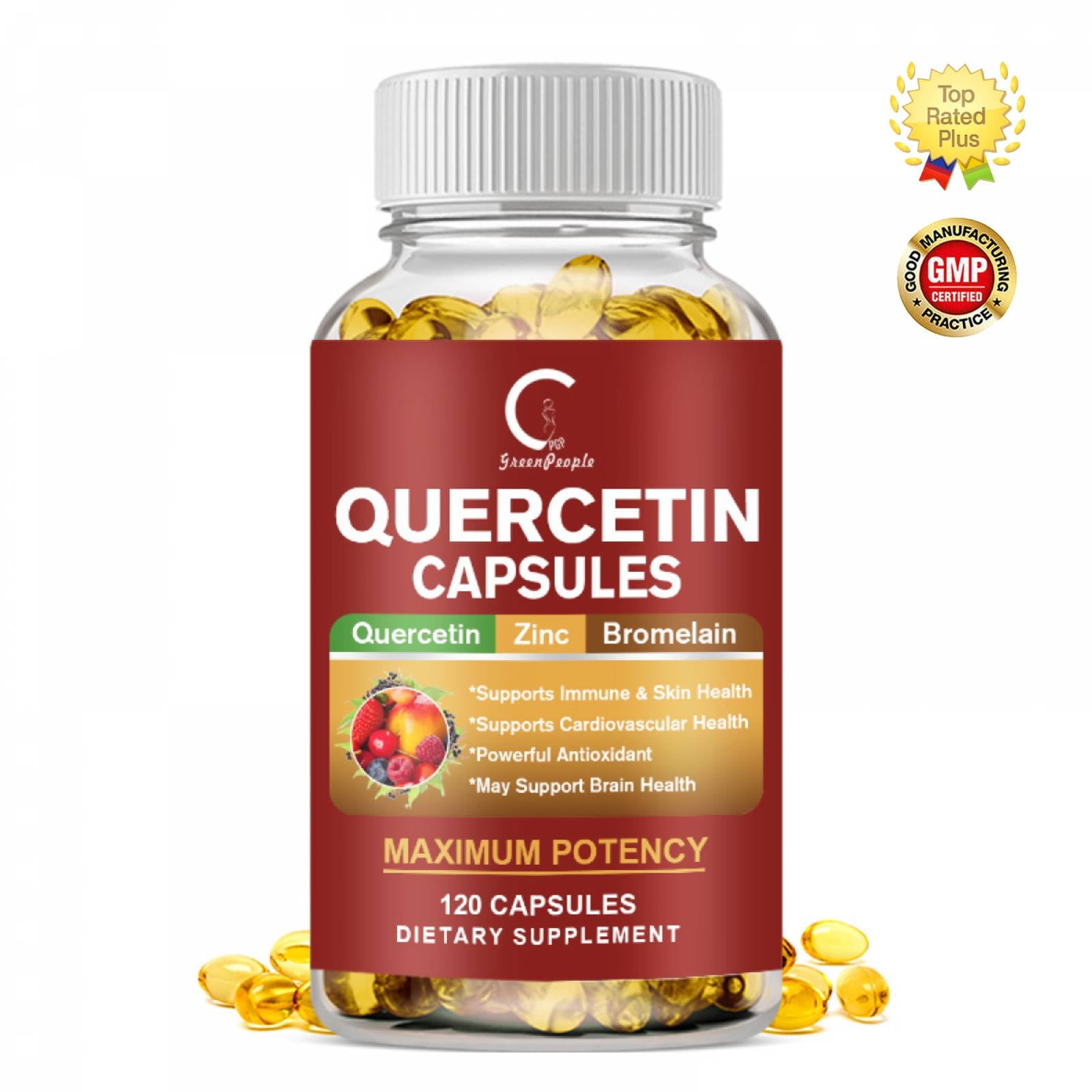 GPGP Quercetin Capsules Supplement 600mg, for Immune Support, 120 Softgels - Walmart.com