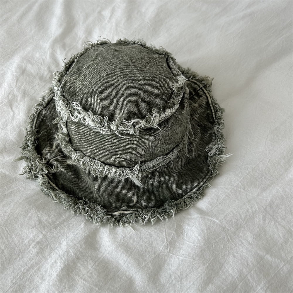 GPHOMRYYY Heavy Industry Washed And Worn-Out Fur Brimmed Double-Sided ...