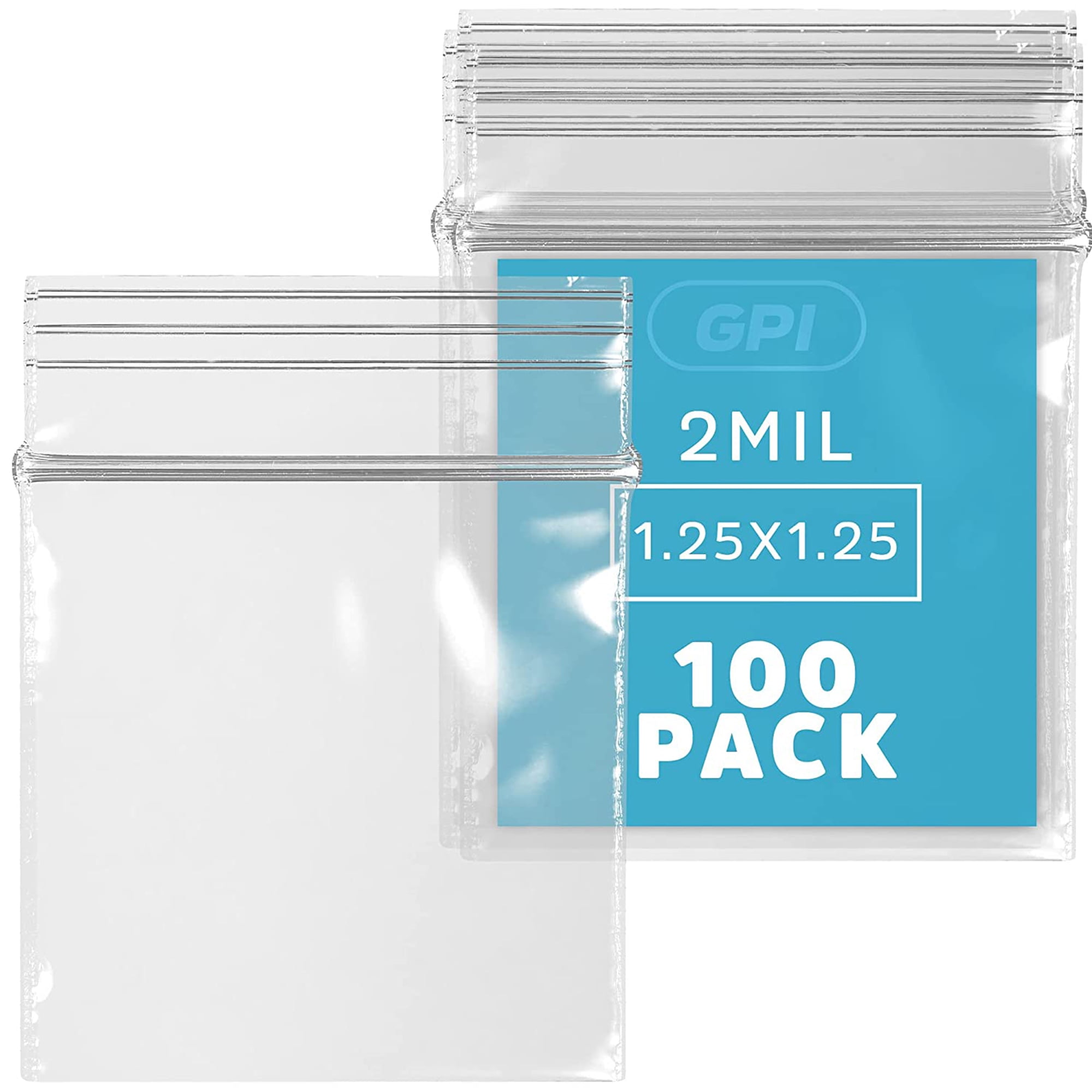 GPI Mini Plastic Resealable Ziplock Bags 1.25" x 1.25" for Jewelry & Small Items Storage, 100 ...