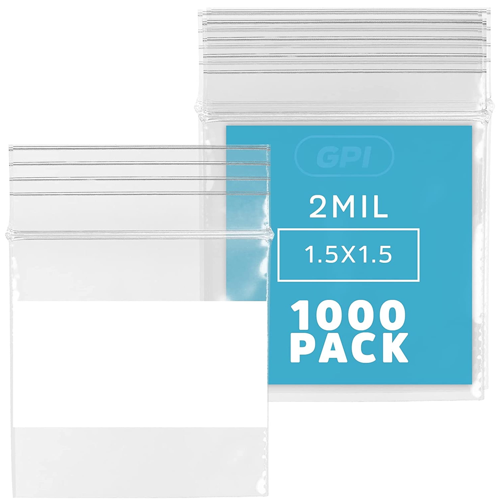 GPI 1.5” x 1.5” Heavy Duty Ziplock Bag 2 Mil Clear Resealable Bags with ...