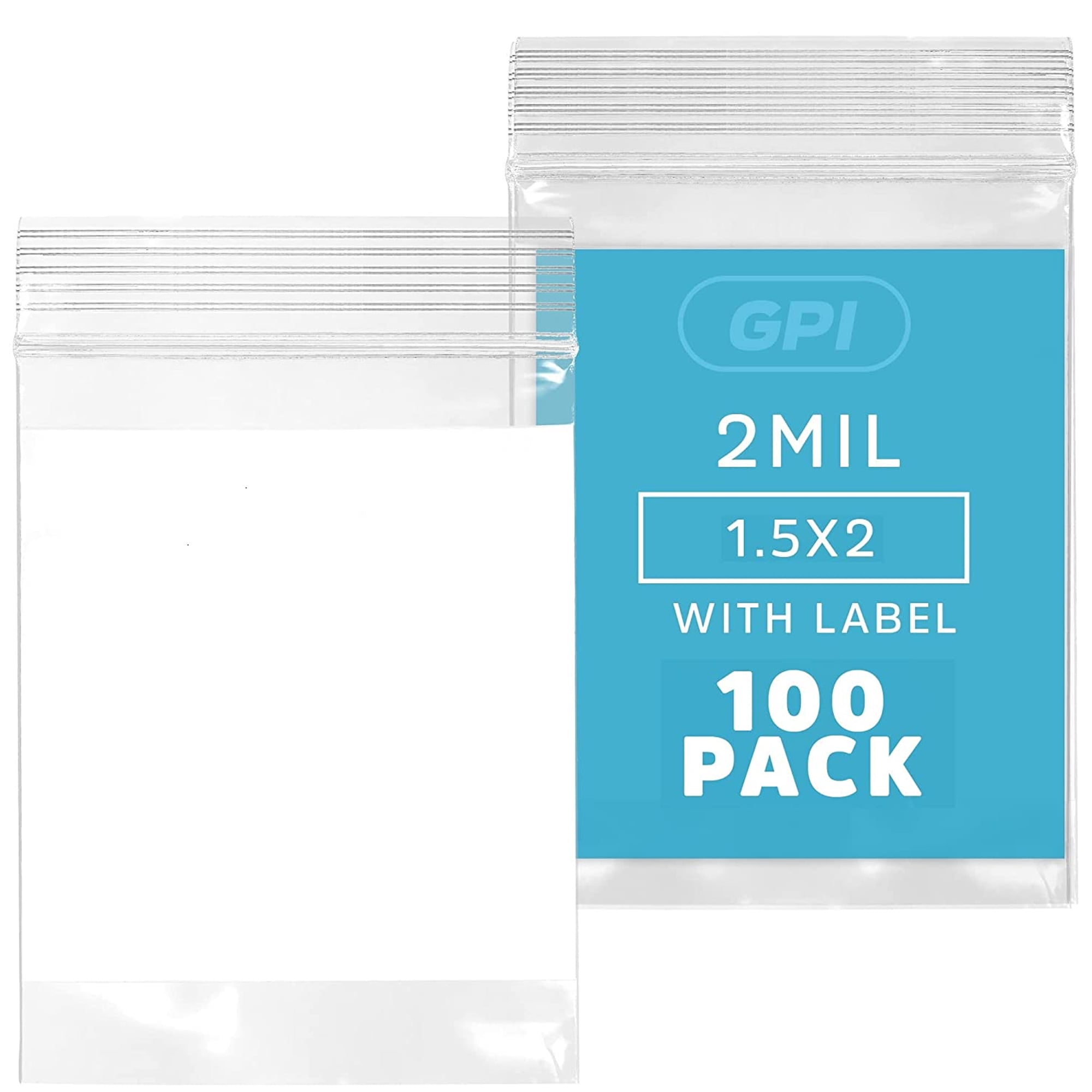 GPI 1.5” x 2” Heavy Duty Ziplock Bag 2 Mil Clear Resealable Bags with ...