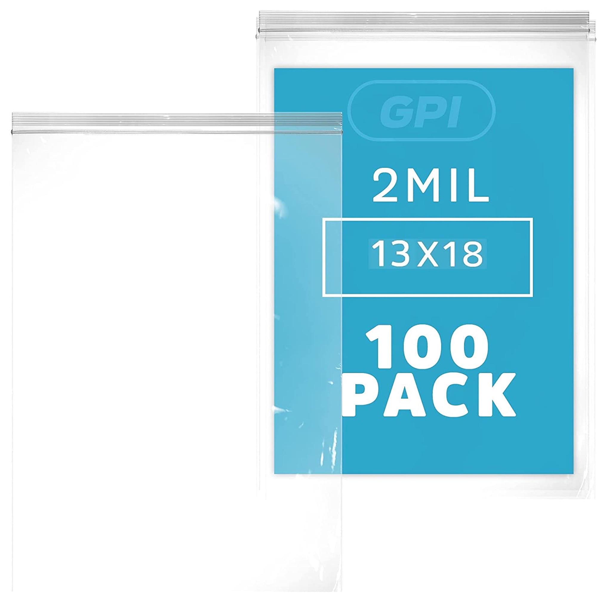 GPI 13” x 18” Reclosable Ziplock Bag 2 Mil Jumbo Clear Zipper Bags for ...