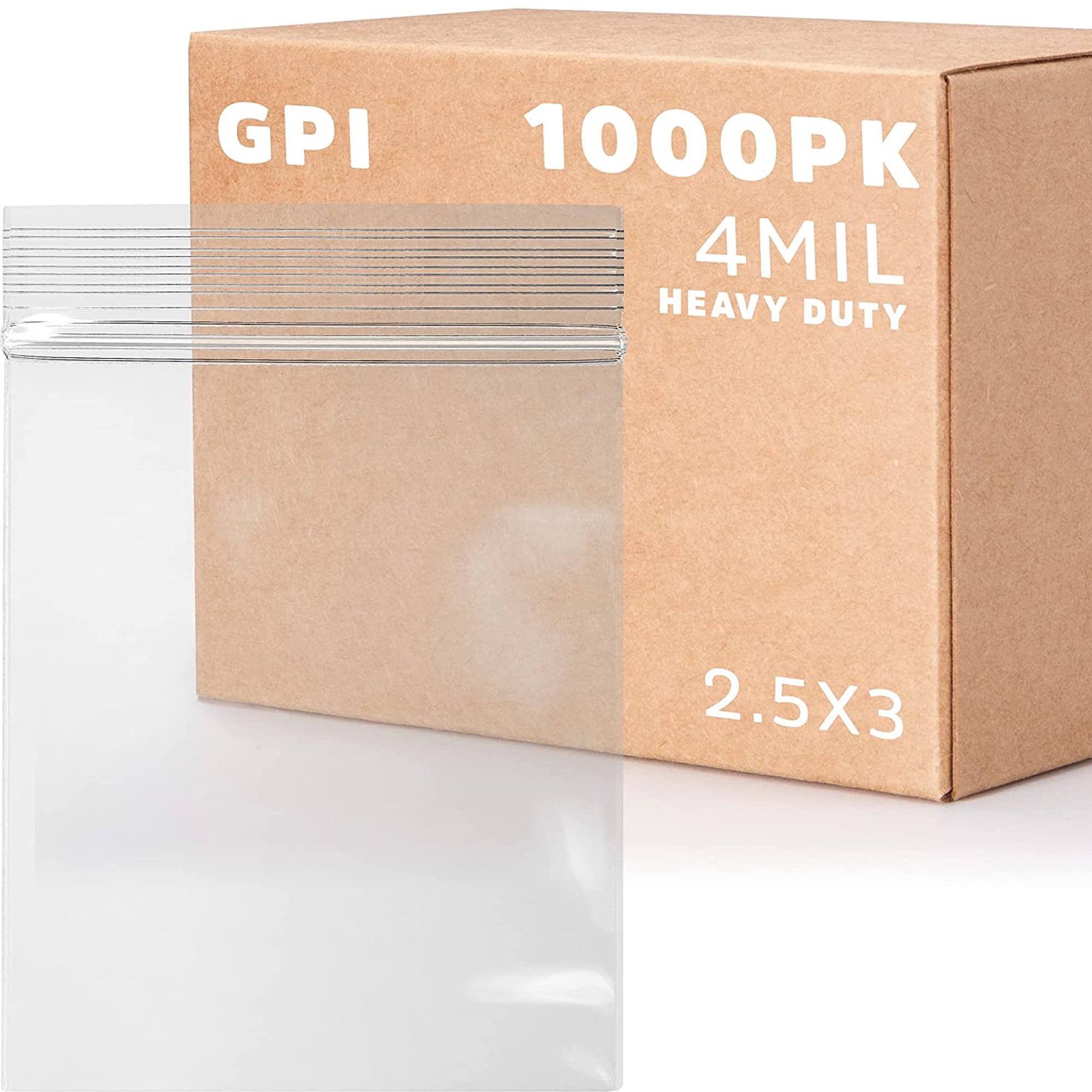 GPI 2.5” x 3” Heavy Duty Ziplock Bag 4 Mil Clear Resealable Bags for ...