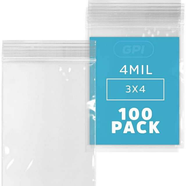 GPI 3”x4” Heavy Duty Ziplock Bags, Plastic Sealable Locking Seal, Clear ...