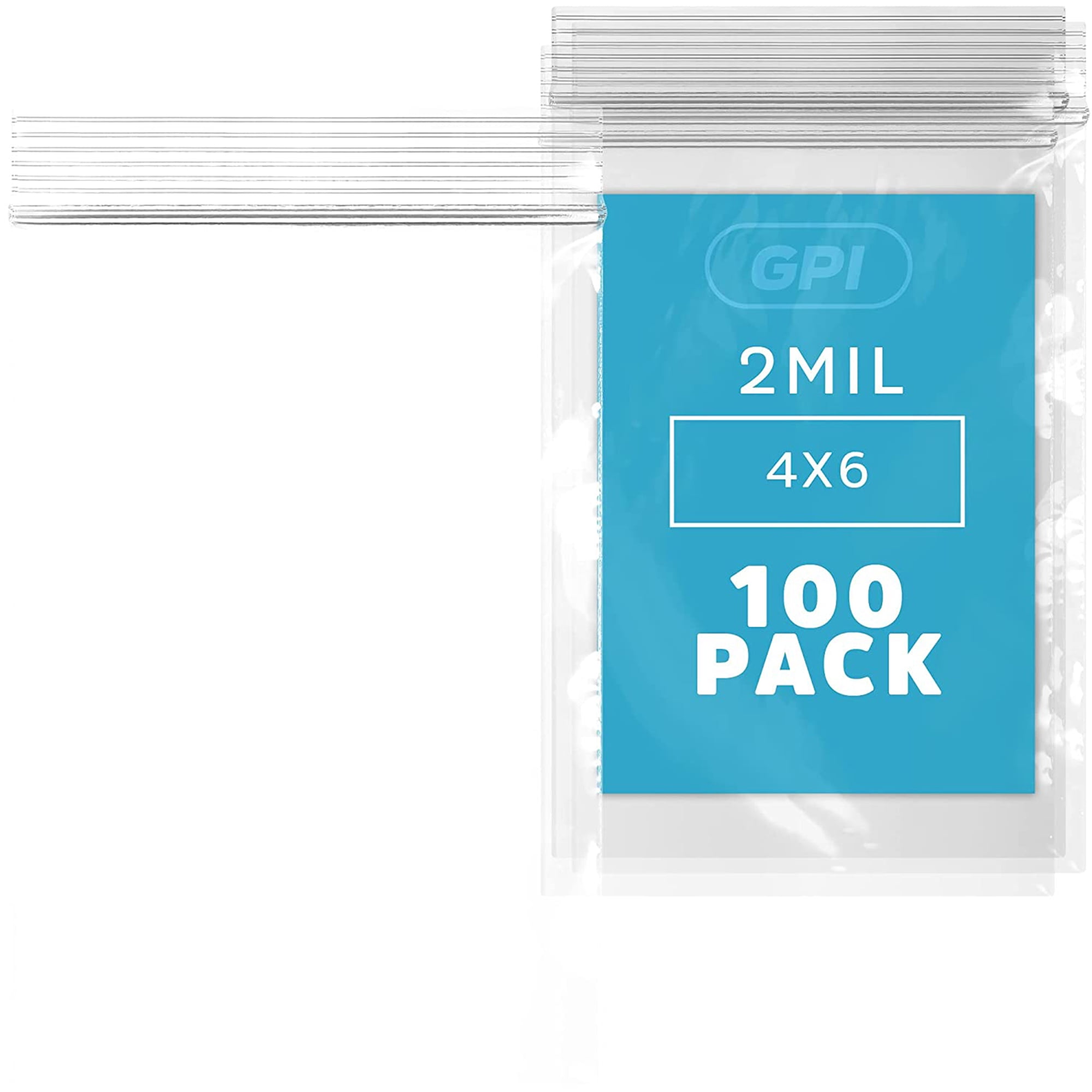 GPI 4” x 6” Reclosable Ziplock Bag 2 Mil Clear Zipper Bags, 100-Pack ...