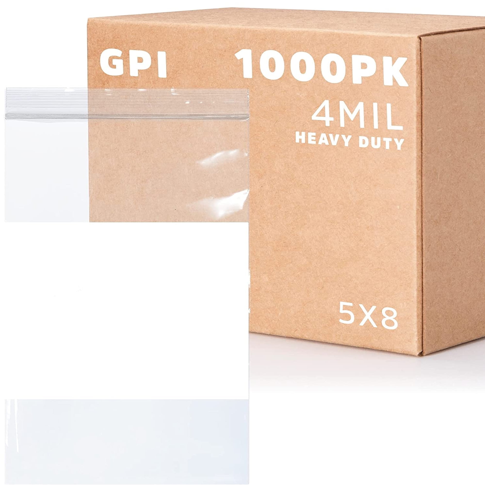 GPI 5” x 8” Heavy Duty Ziplock Bag 4 Mil Clear Resealable Bags with ...