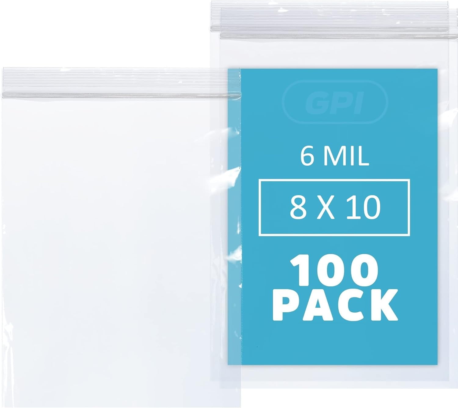 GPI 8” x 10” Extra Heavy Ziplock Bag 6 Mil Thick Plastic Resealable ...
