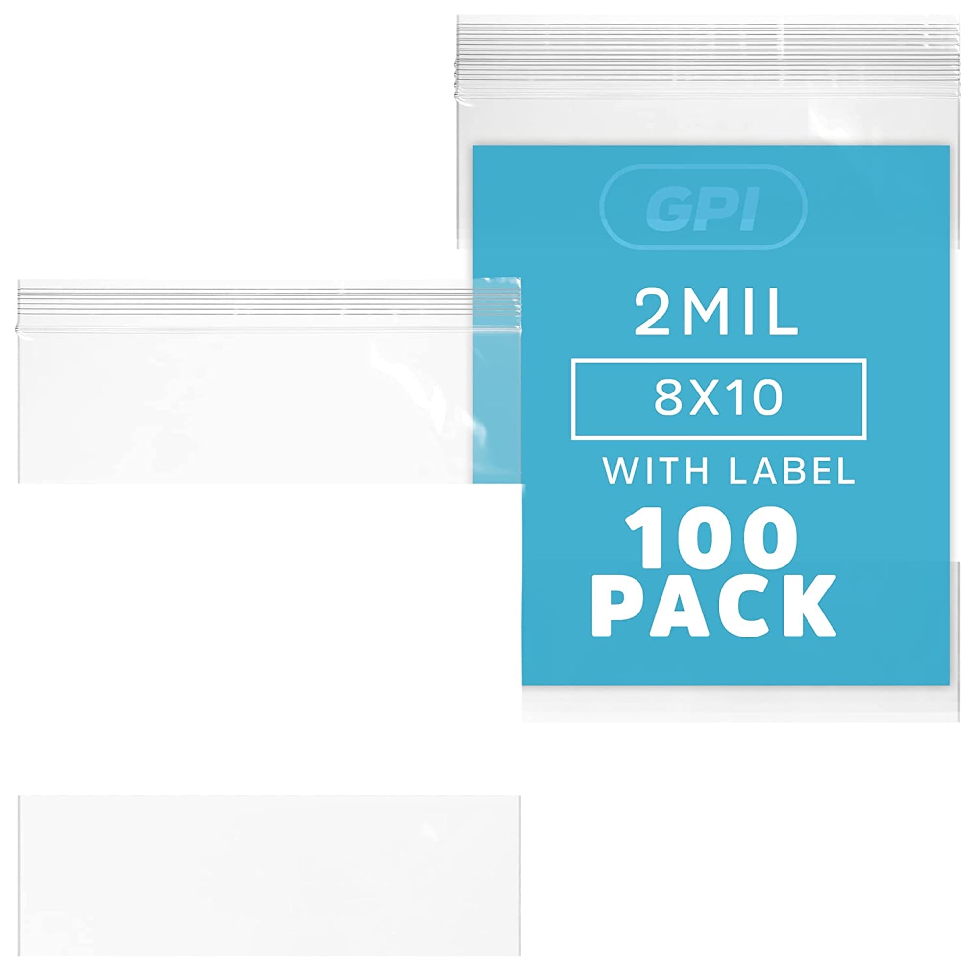 GPI 8” x 10” Heavy Duty Ziplock Bag 2 Mil Clear Resealable Bags with ...