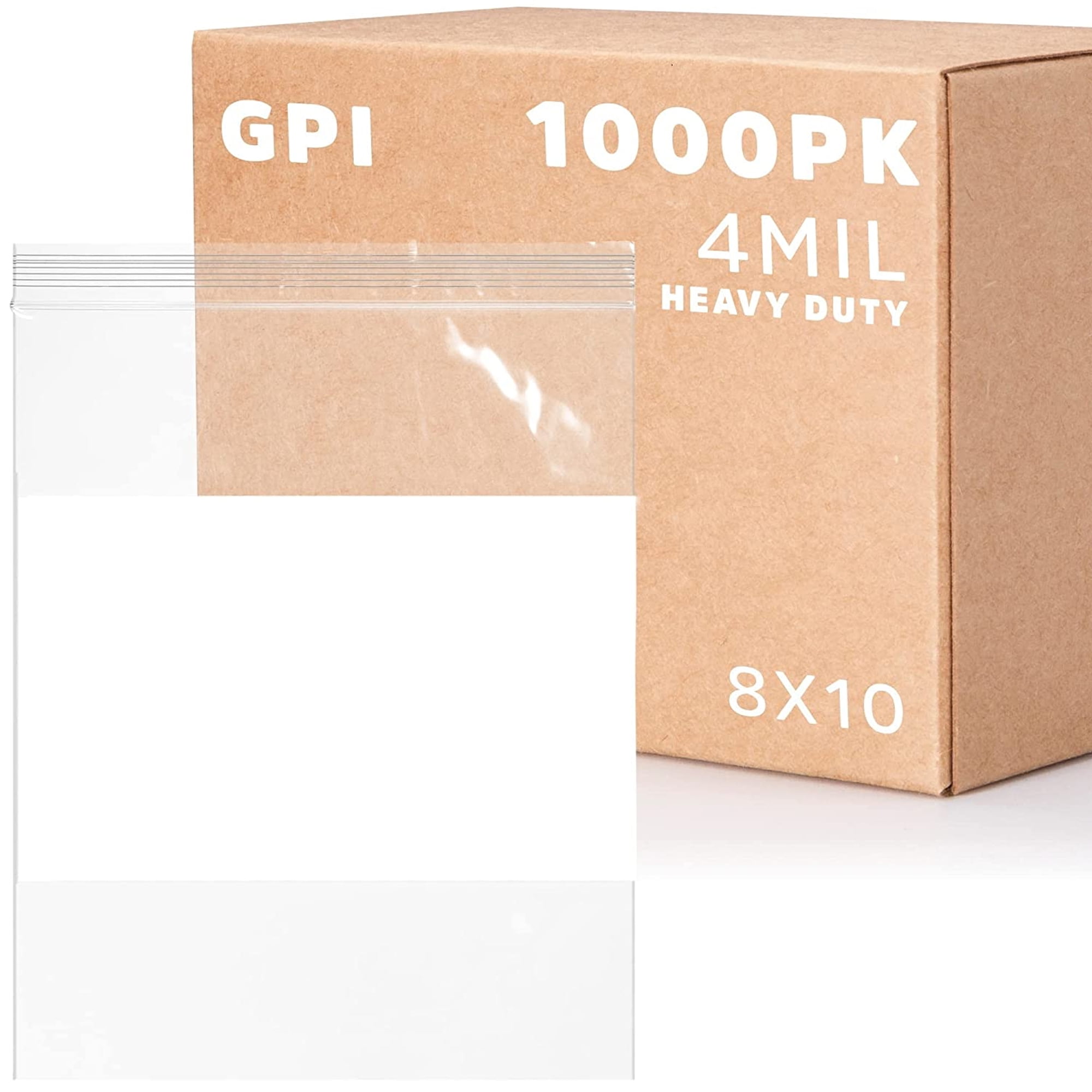 GPI 8” x 10” Heavy Duty Ziplock Bag 4 Mil Clear Resealable Bags with ...