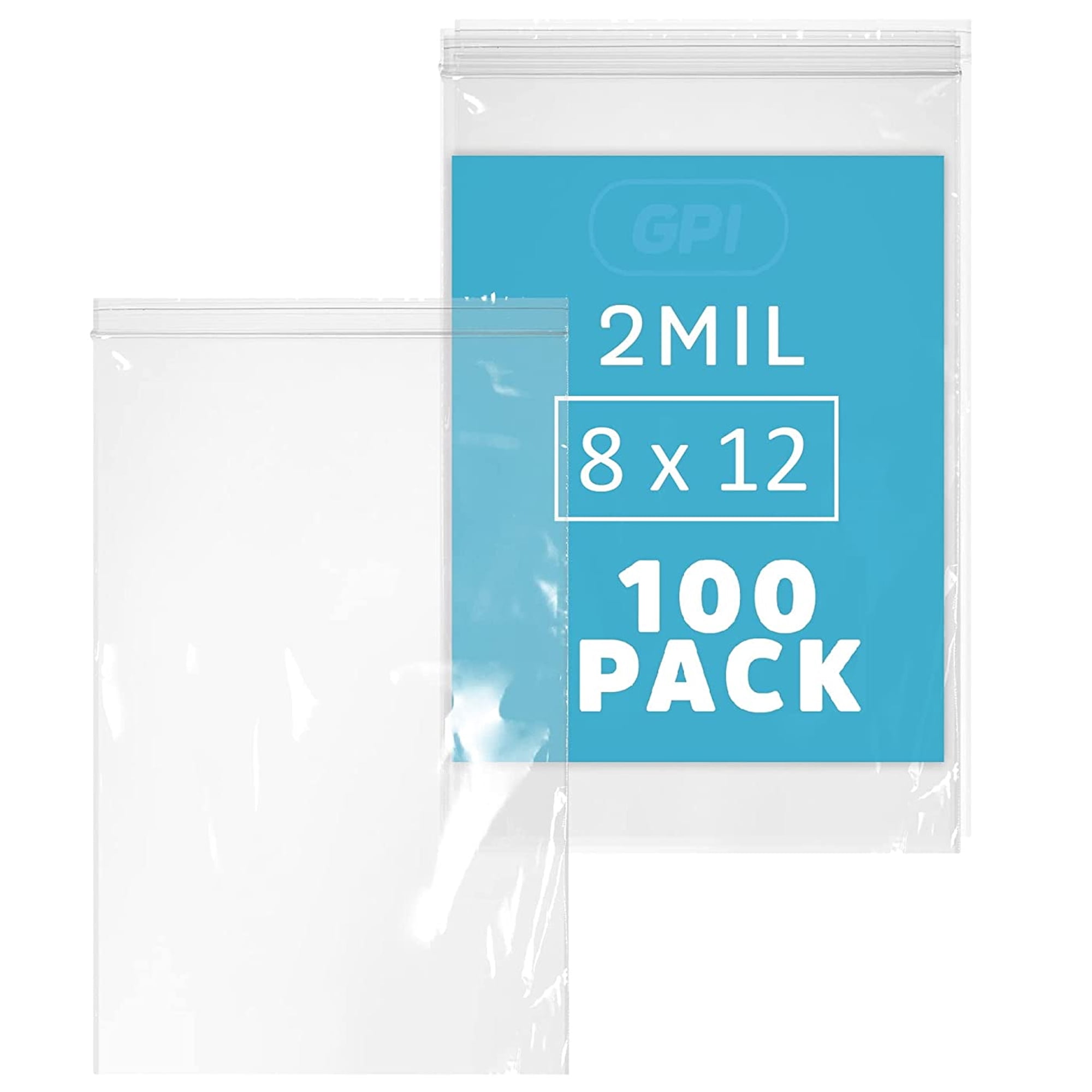 GPI 8” x 12” Reusable, Resealable Plastic Ziplock Bags with Sealable ...