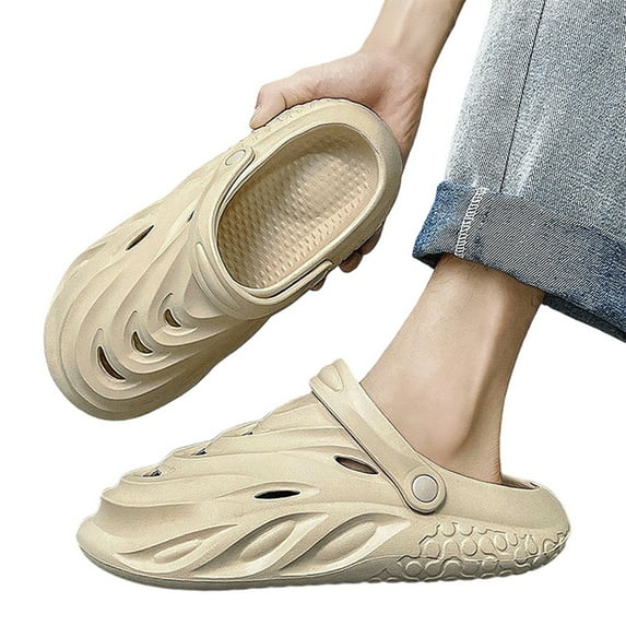 GPOECD Breathable Indoor Outdoor Clogs for Men Wide Design Soft Sole Comfortable Slippers for ...