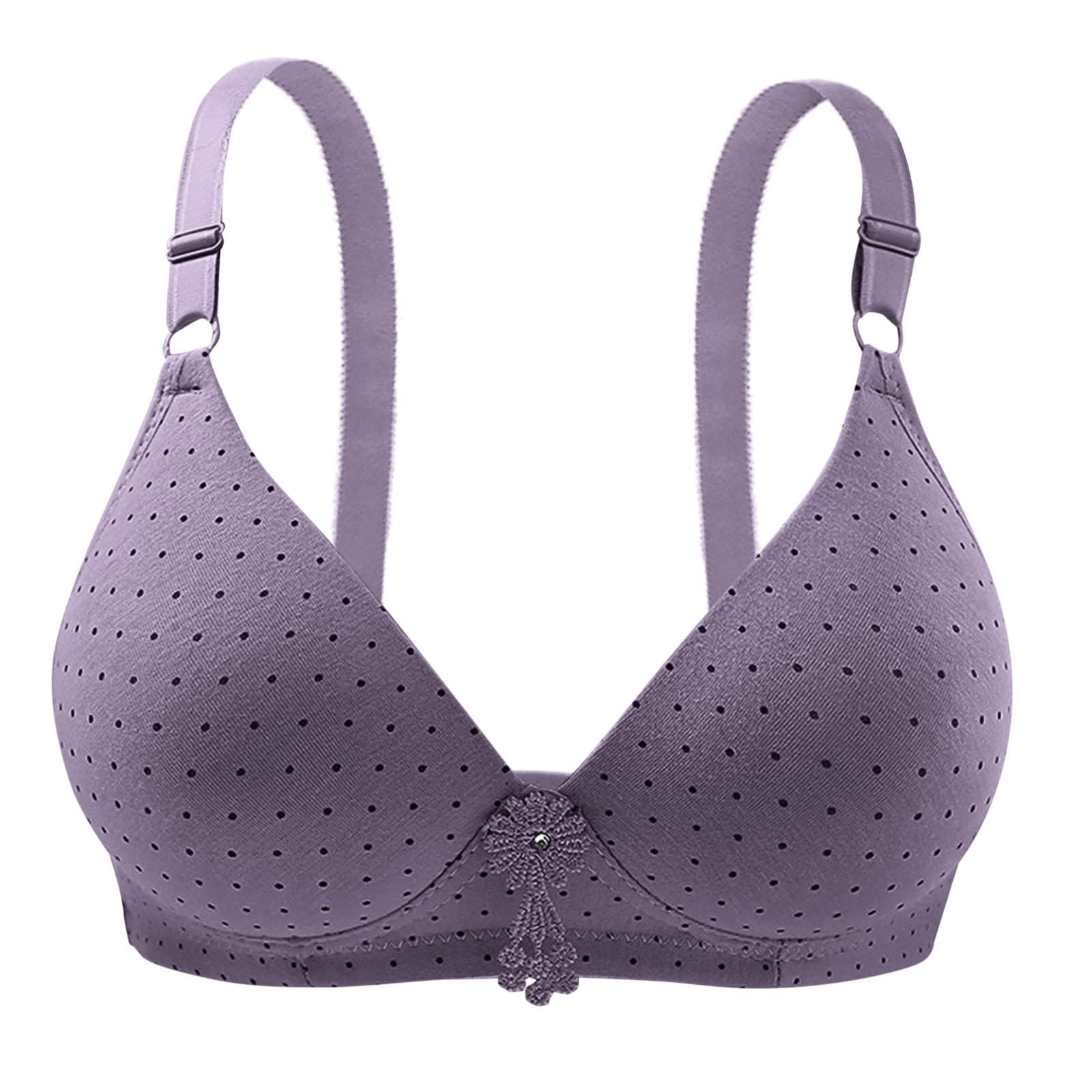 GPOECD Comfortable Wireless Dot Print Bra for Women Triple Hook Back ...