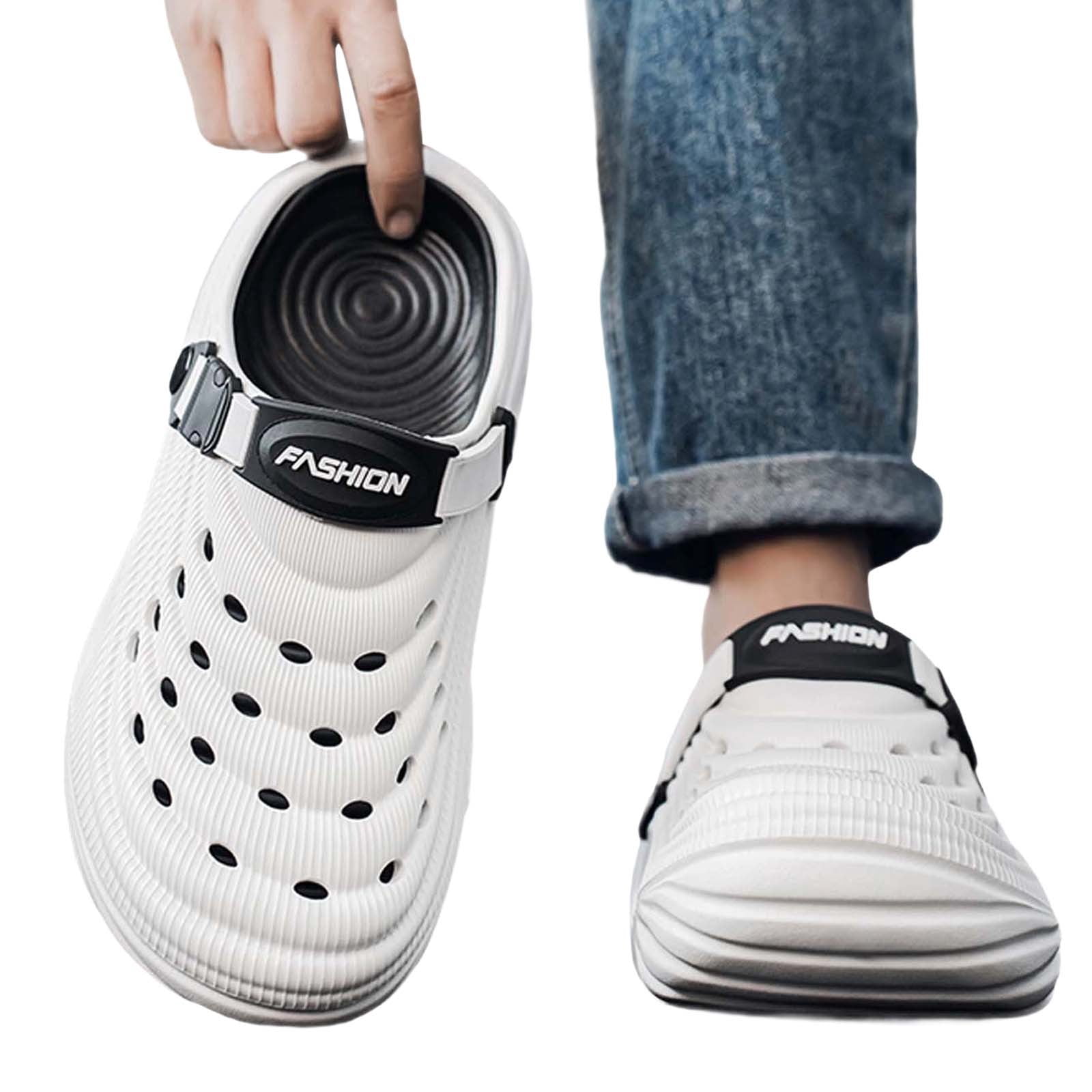 GPOECD Men's Outdoor Clog Sandals with Ventilation Holes Mens Slippers ...