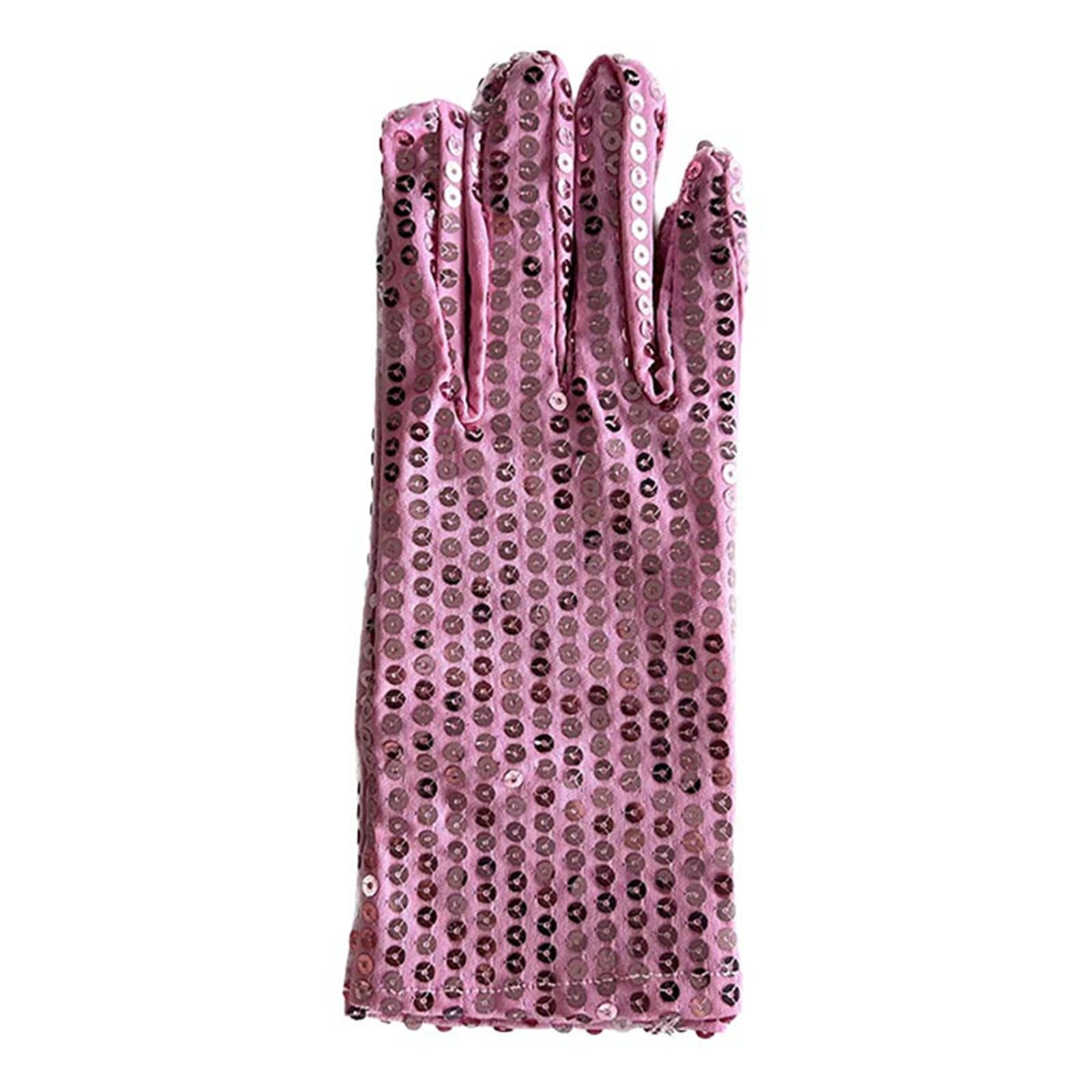 GPOECD Sequin Gloves Performance Glitter Mittens For 80s 90s Dress Up ...