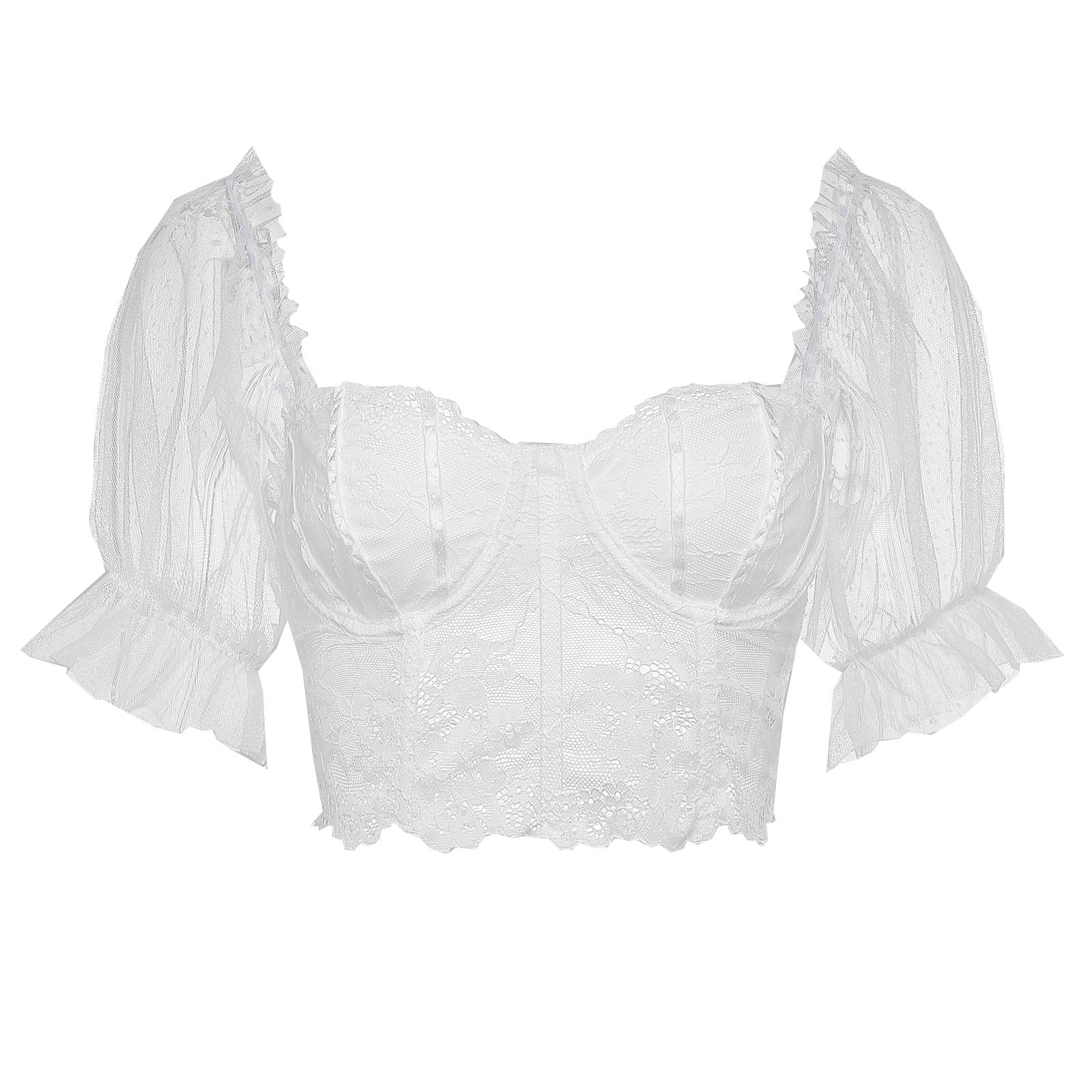 GPOECD Sexy Women's Lace Underwire Bustier Top Elegant Corset Blouse ...