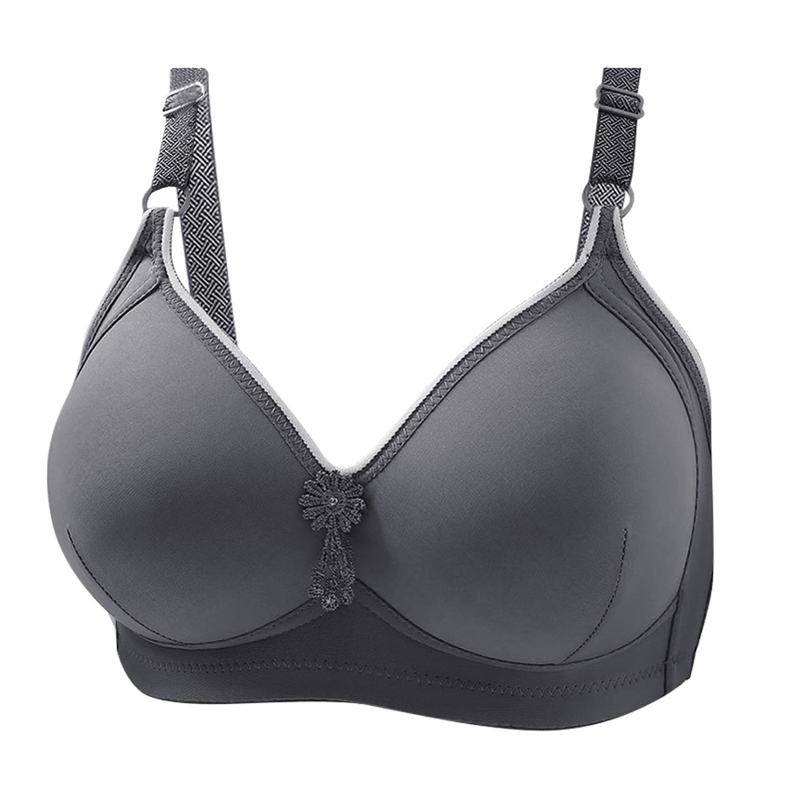 GPOECD Smooth Seamless Comfort Bra Wireless Support Soft Gathered ...