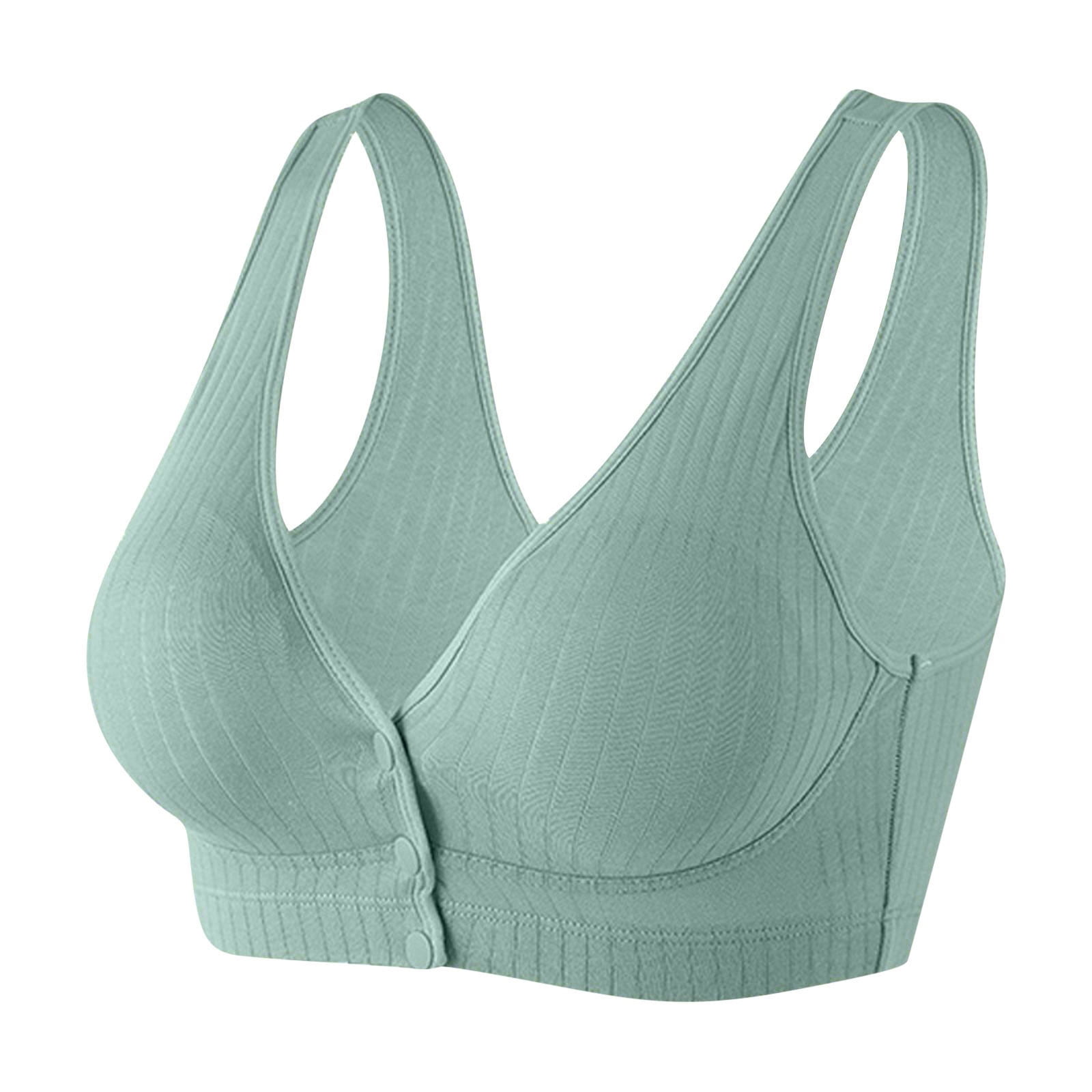 GPOECD Soft Wireless Comfort Bra Seamless Support Adjustable Straps For Women All Day Wear Green ...