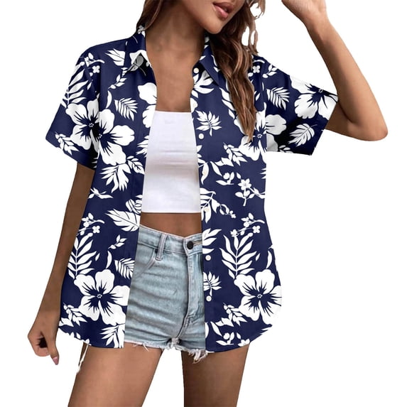 GPOECD Western Shirts For Women Unisex Casual Short Sleeve Button Down ...