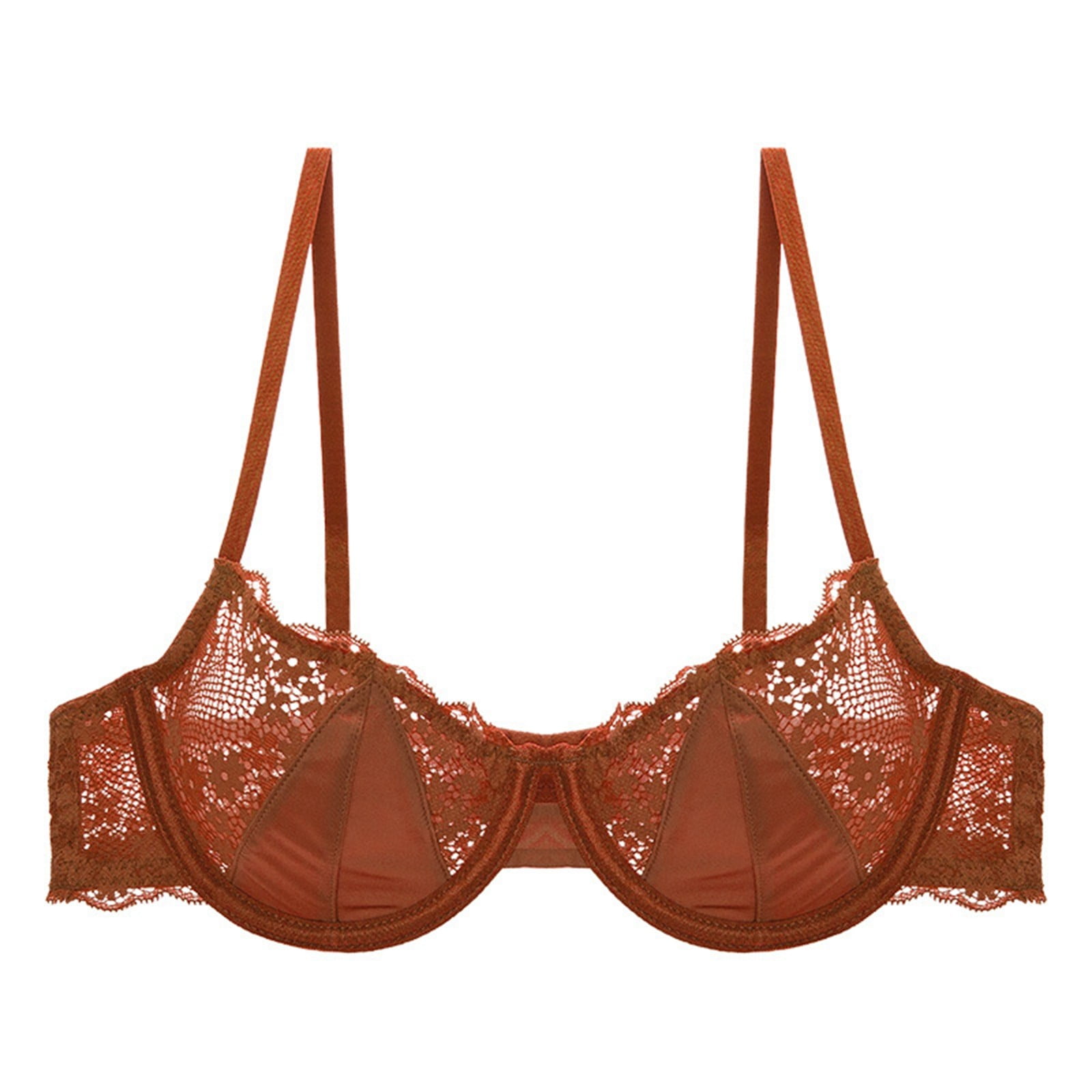 GPOECD Women's Plus Size Sexy Lace Underwire Balconette Bra Sheer ...