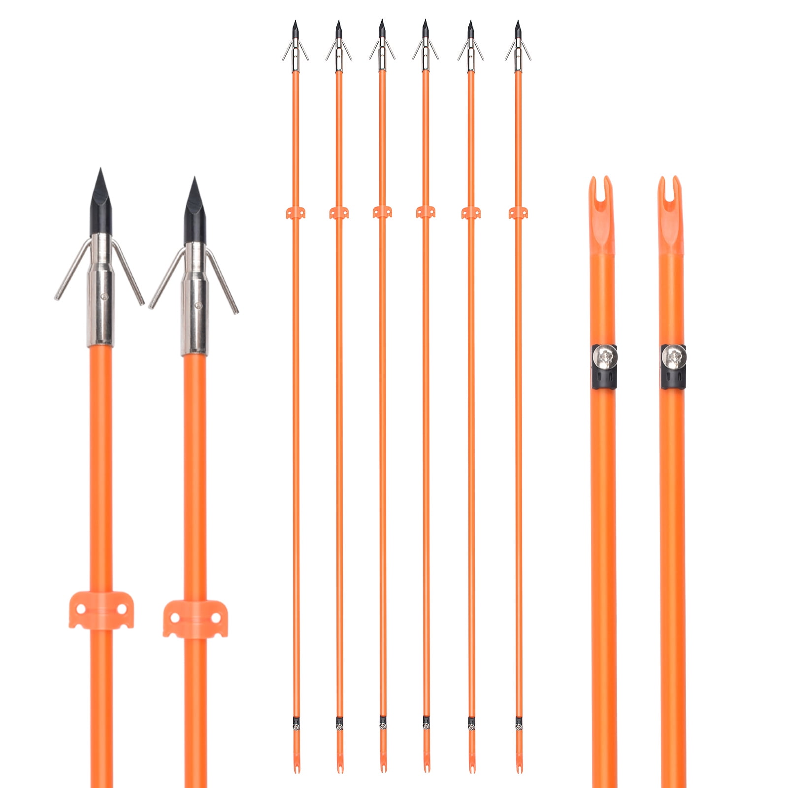 GPP 32'' Bowfishing Arrows, Solid Fiberglass Shaft with Broadheads ...