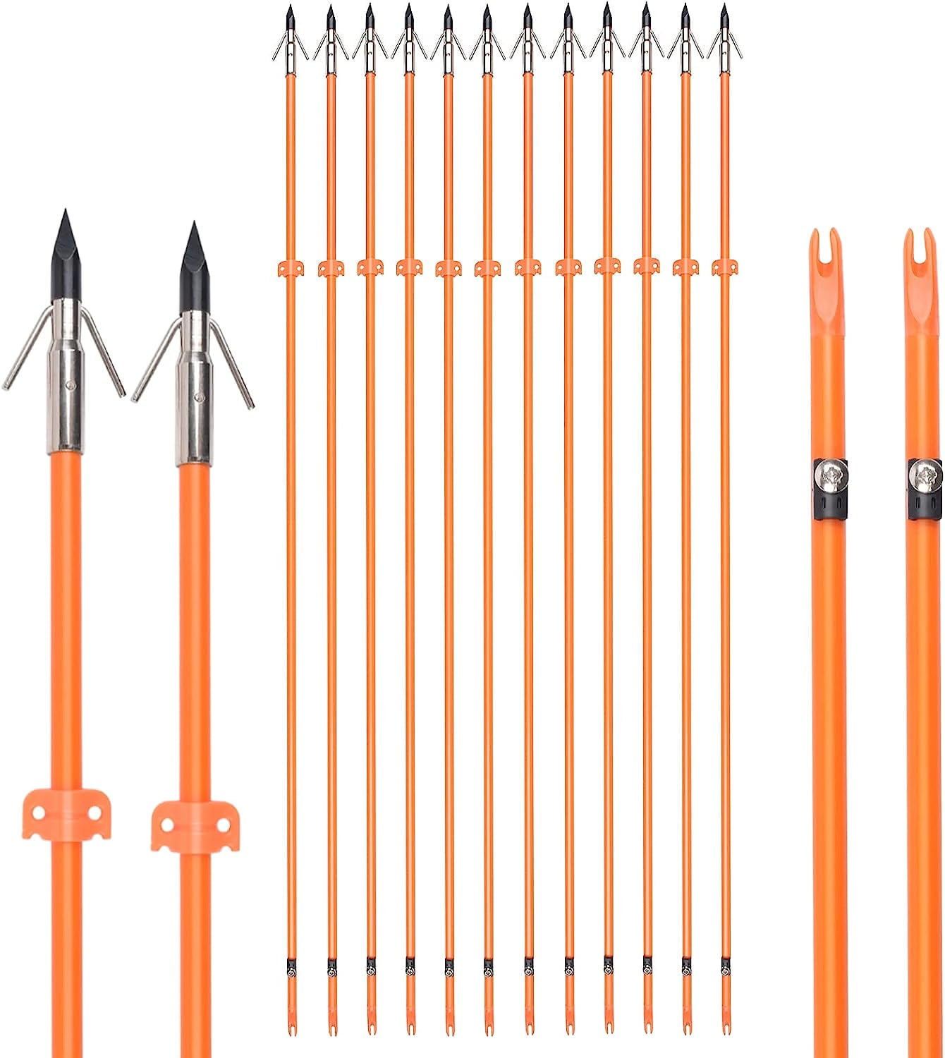GPP 32'' Bowfishing Arrows, Solid Fiberglass Shaft with Broadheads ...