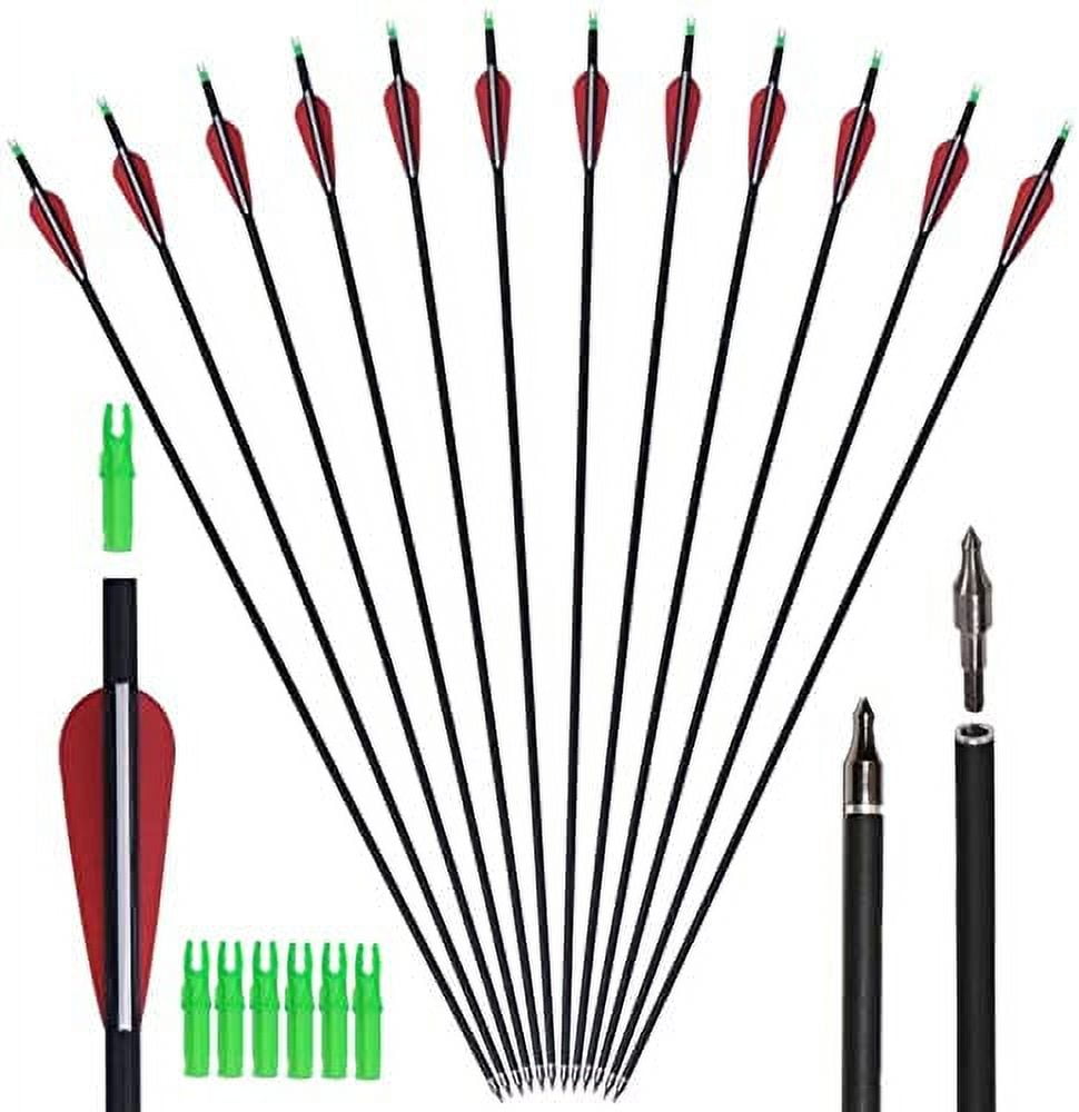 GPP Carbon 30-Inch Arrows with Replaceable Tips, Hunting Practice Heads ...
