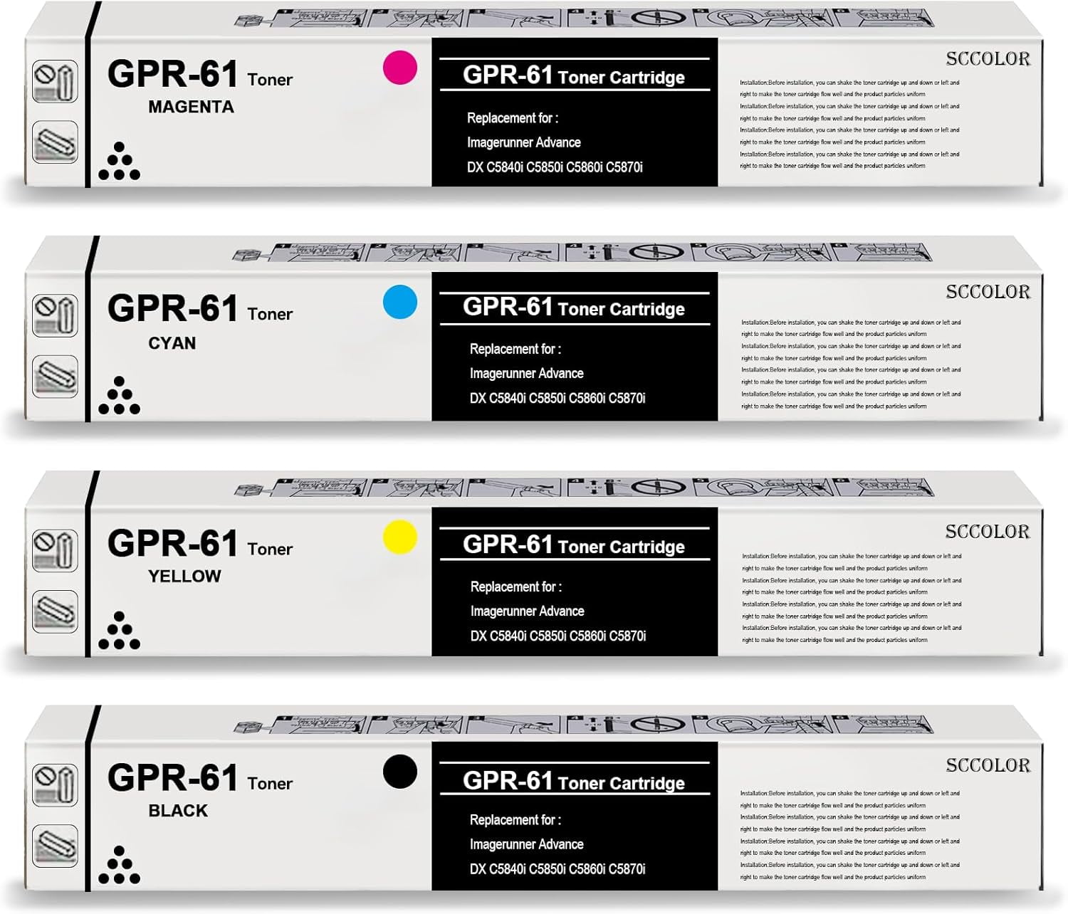GPR-61 GPR61 High Yield Toner Cartridge GPR 61 GPR-61 Black Cyan ...