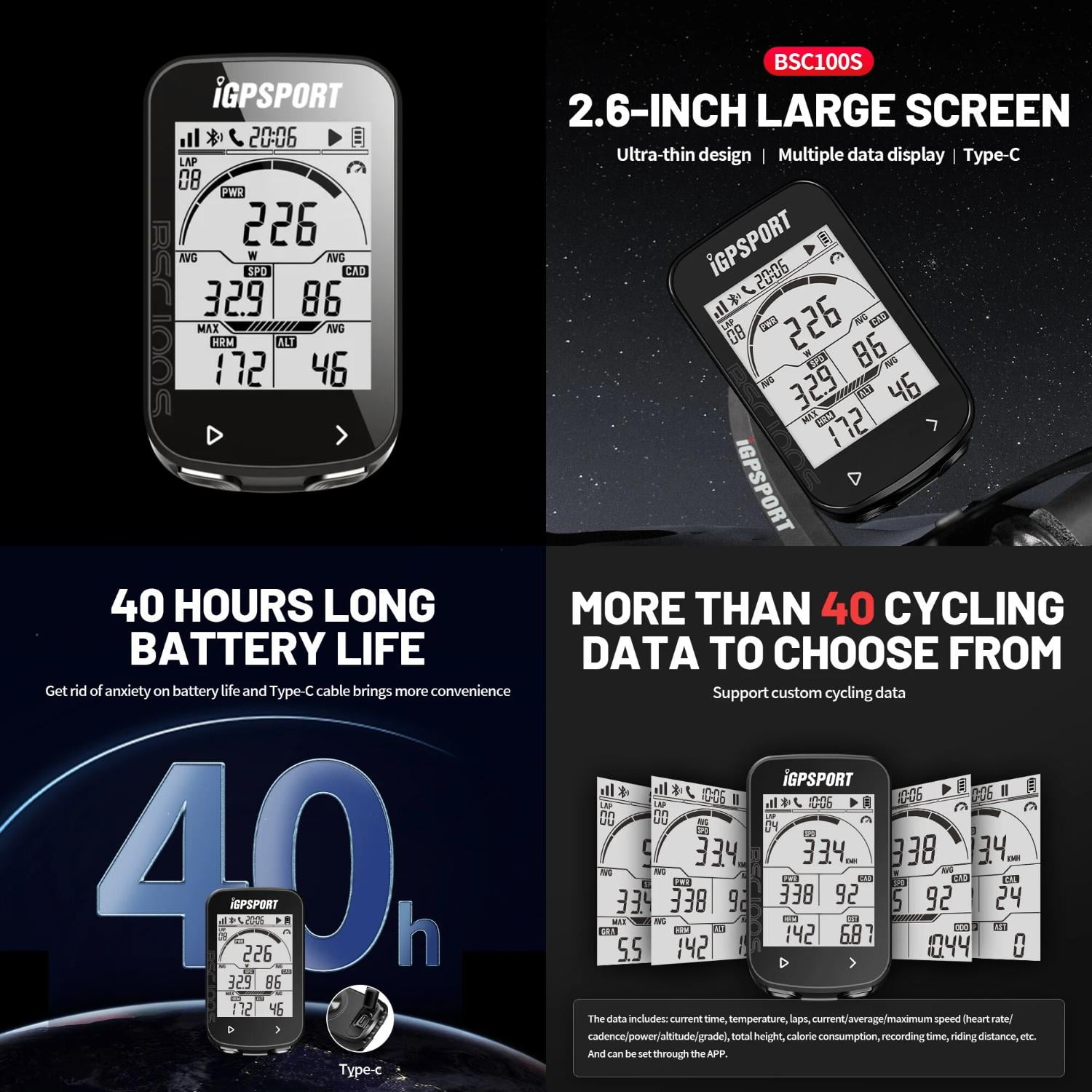 GPS Bike Computer BSC100S Cycle Wireless Speedometer Bicycle Digital ...