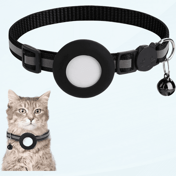 GPS Cat Collar with Holder - Reflective, Adjustable Collar with Bell - Lightweight Tracker for ...