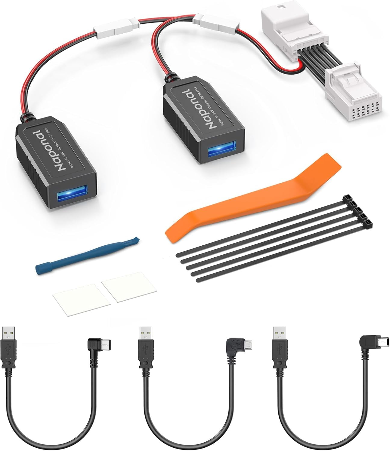 GPS Dash Cam Power Adapter,(12Pin Type A Connector)Mirror Camera Radar ...