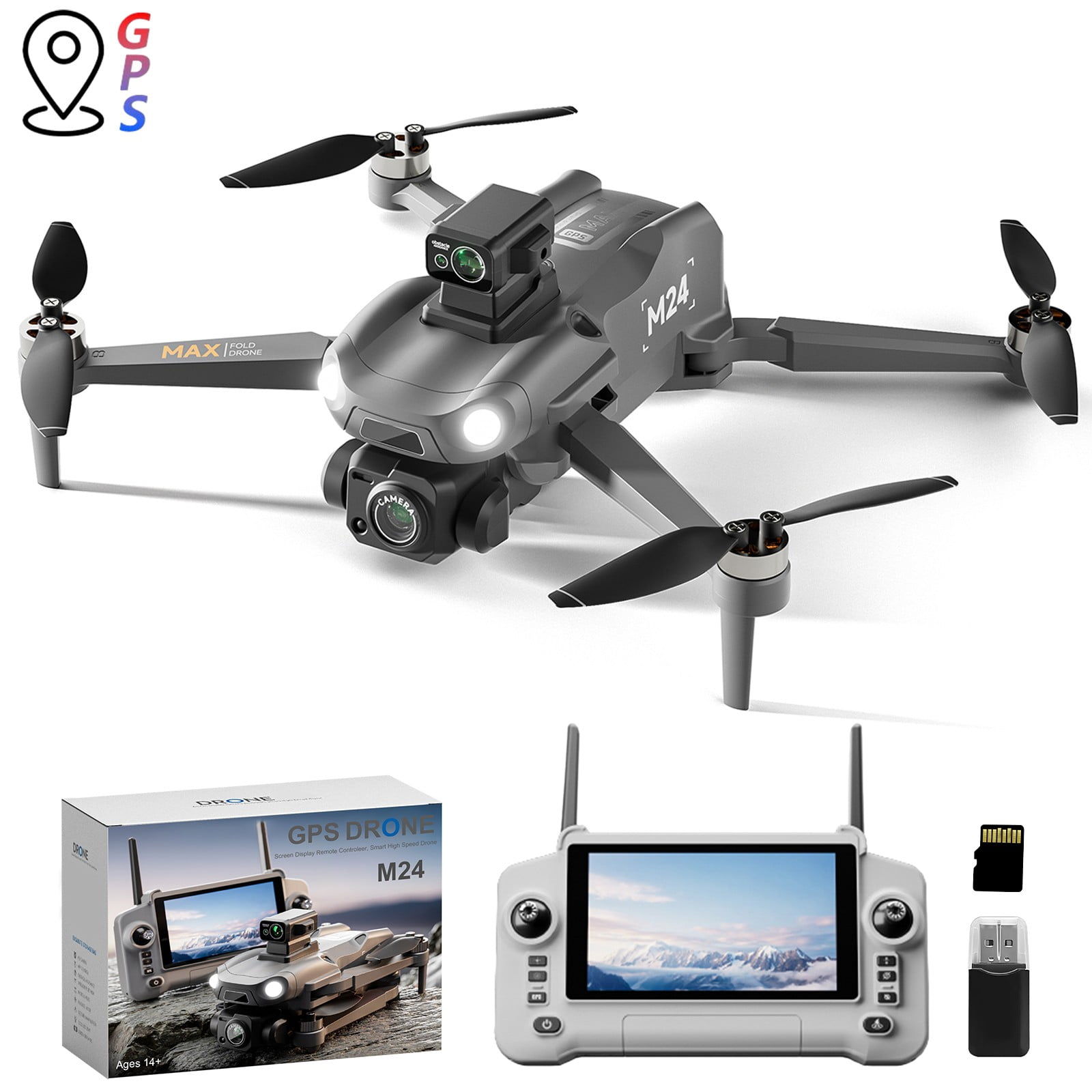 GPS Drone With 4.5 Inches Screen Remote Control, Brushless Motor, One ...