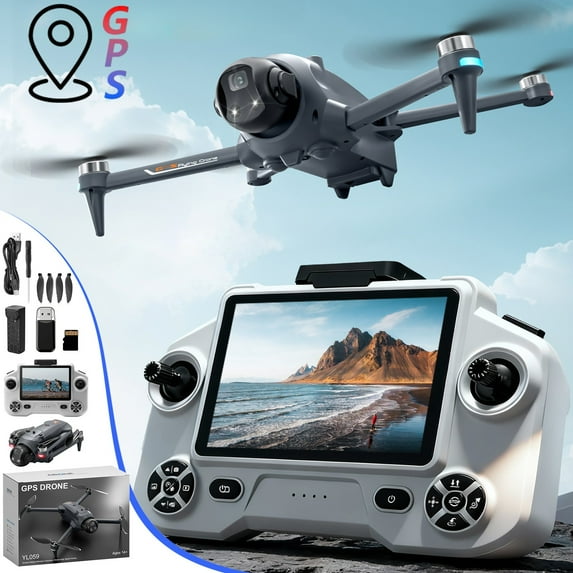 GPS Drone with 5.9" Screen Remote Control, 1080P Camera, Obstacle ...