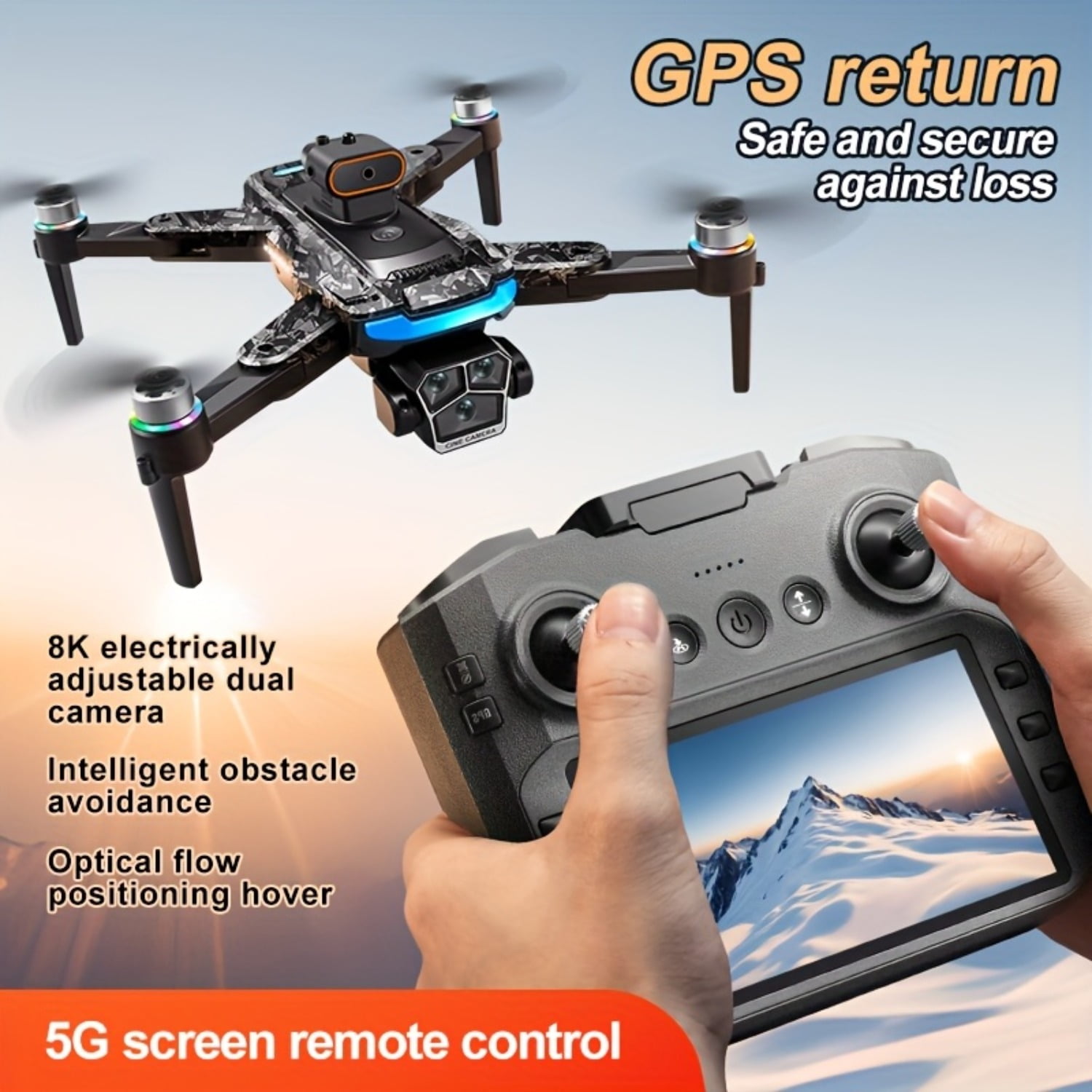 GPS Drone with 8K Camera, Brushless Motor & 5G Transmission - Foldable ...