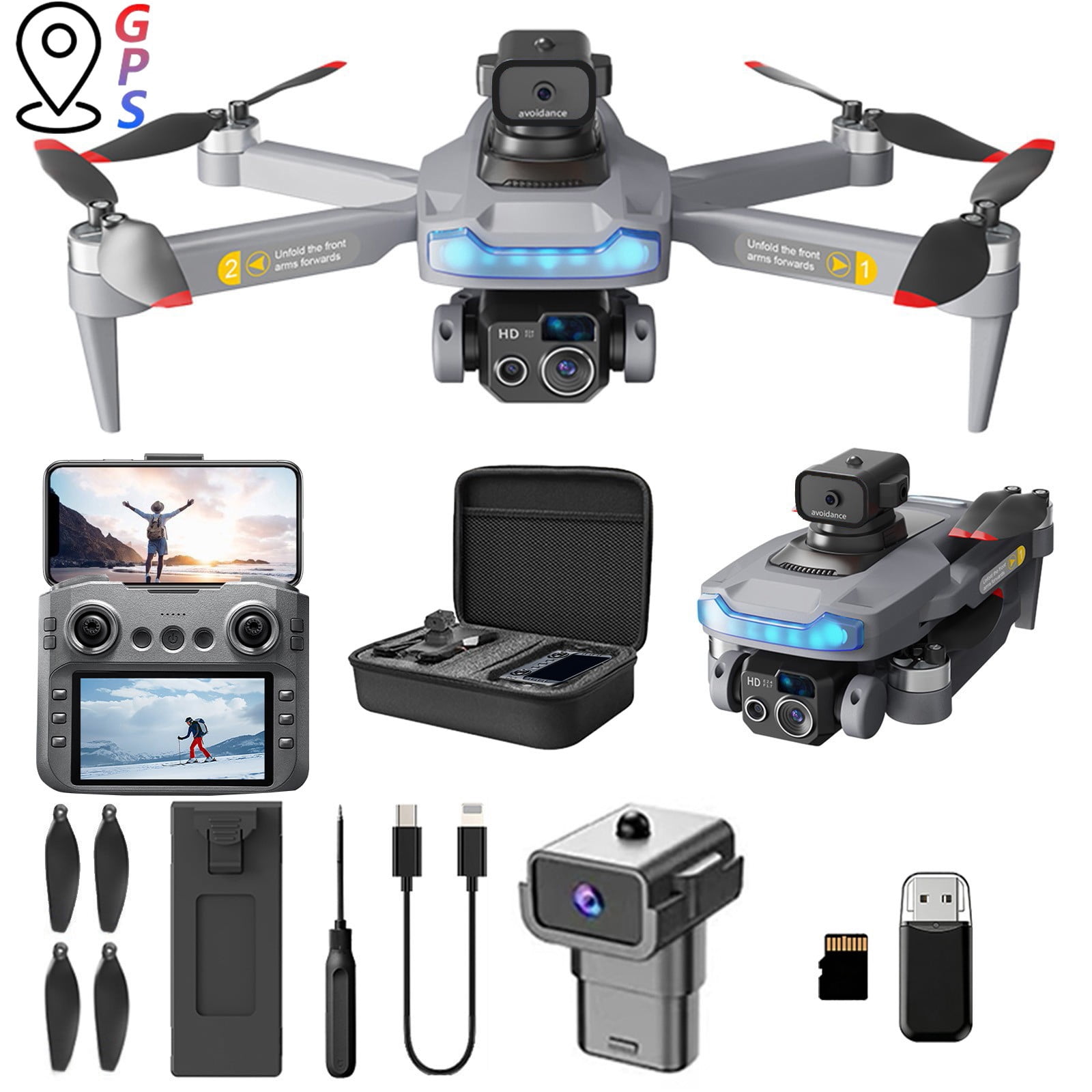 GPS Drone with Camera, Long Range Screen Remote Control for Beginners ...