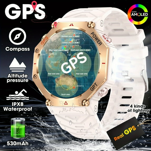 GPS & GPT Smart Watch, AMOLED Ultra-Clear Screen, Wireless Call, 100 ...
