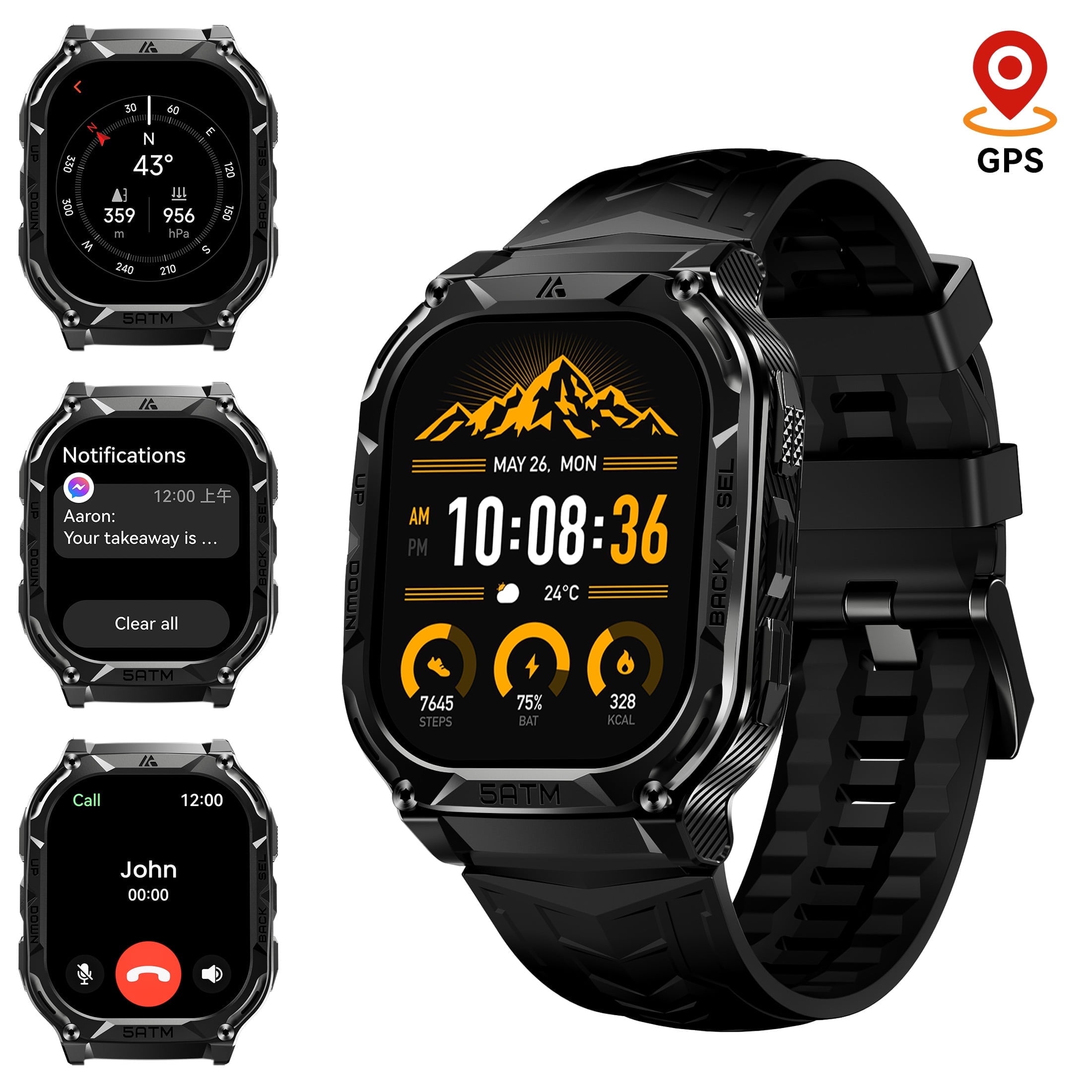 GPS Men's/Women's Sports Smartwatch, 100M Water Resistant, 1.96-inch ...