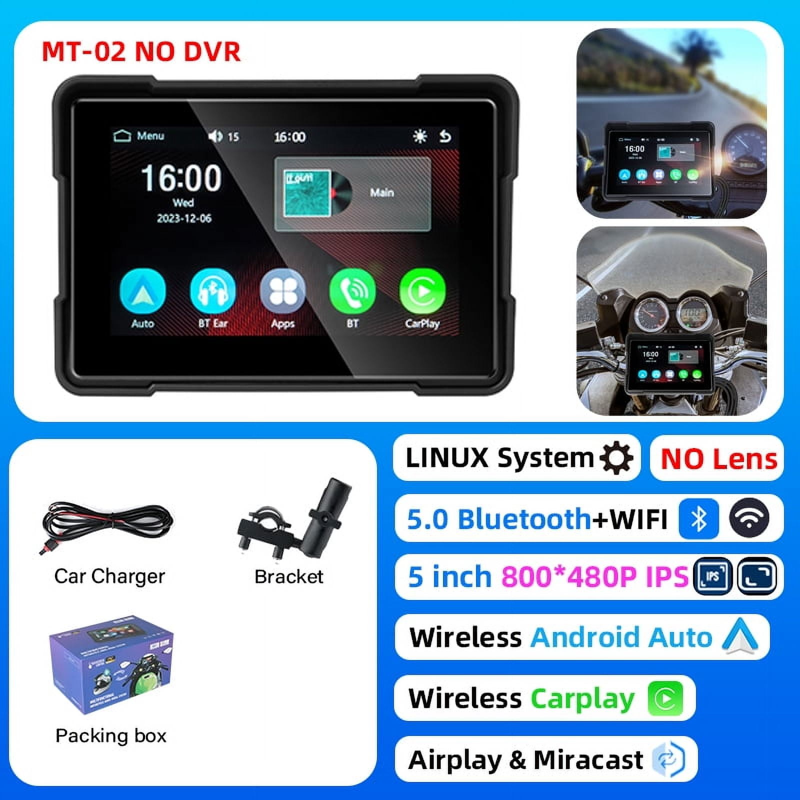 GPS Navigation Motorcycle IPX7 Waterproof Apple Carplay Display Screen ...