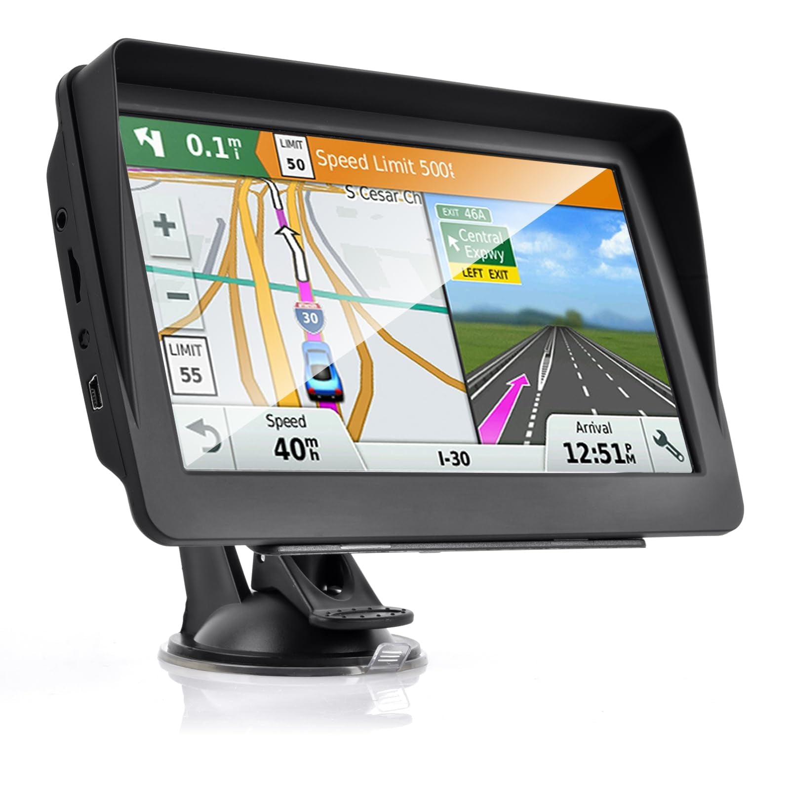 GPS Navigator for Car2025 7-inch HD Touch Screen Voice Turn Alert Speed ...
